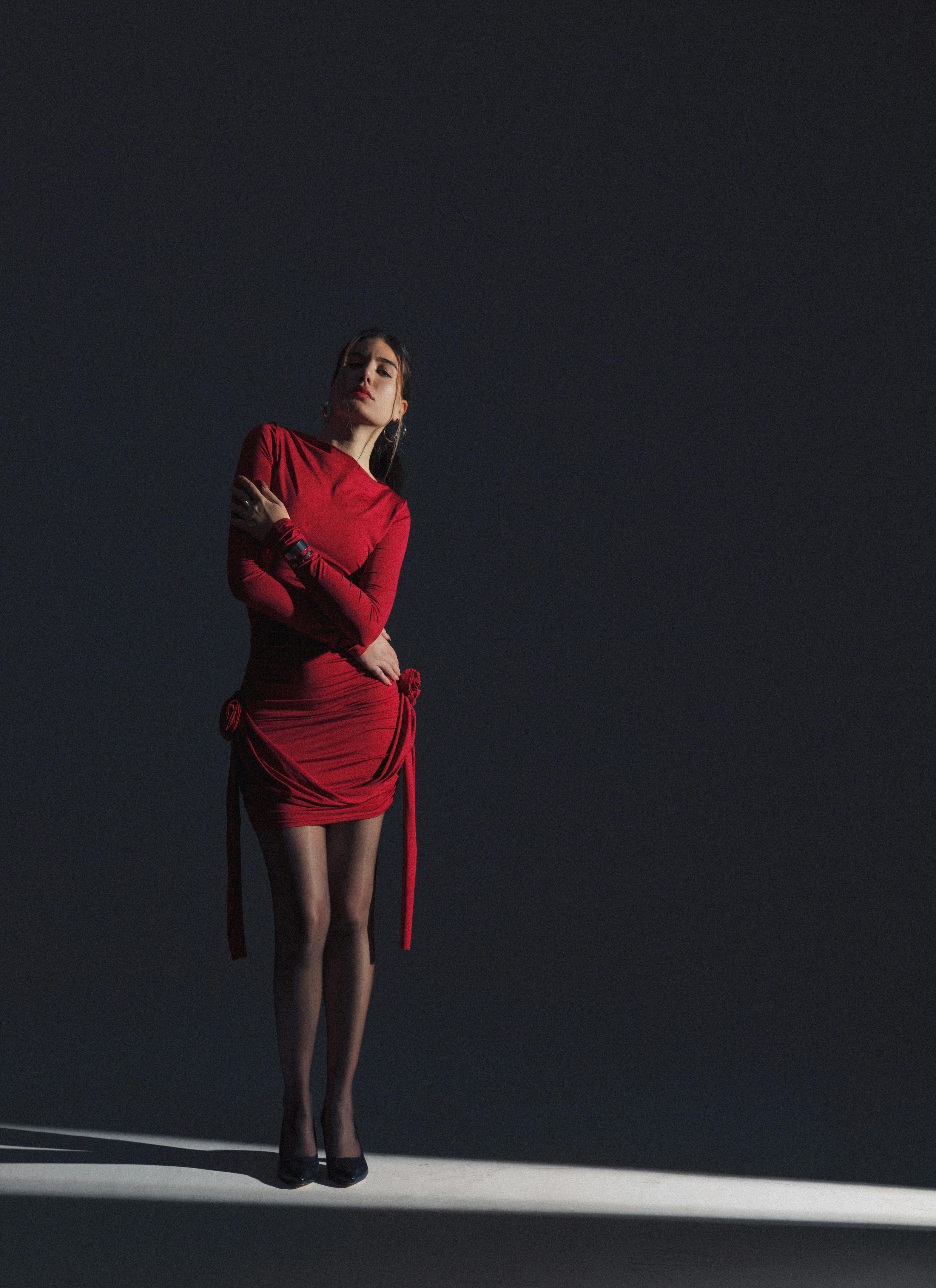 Elegant Woman in Red Dress Fashion Photography · Free Stock Photo