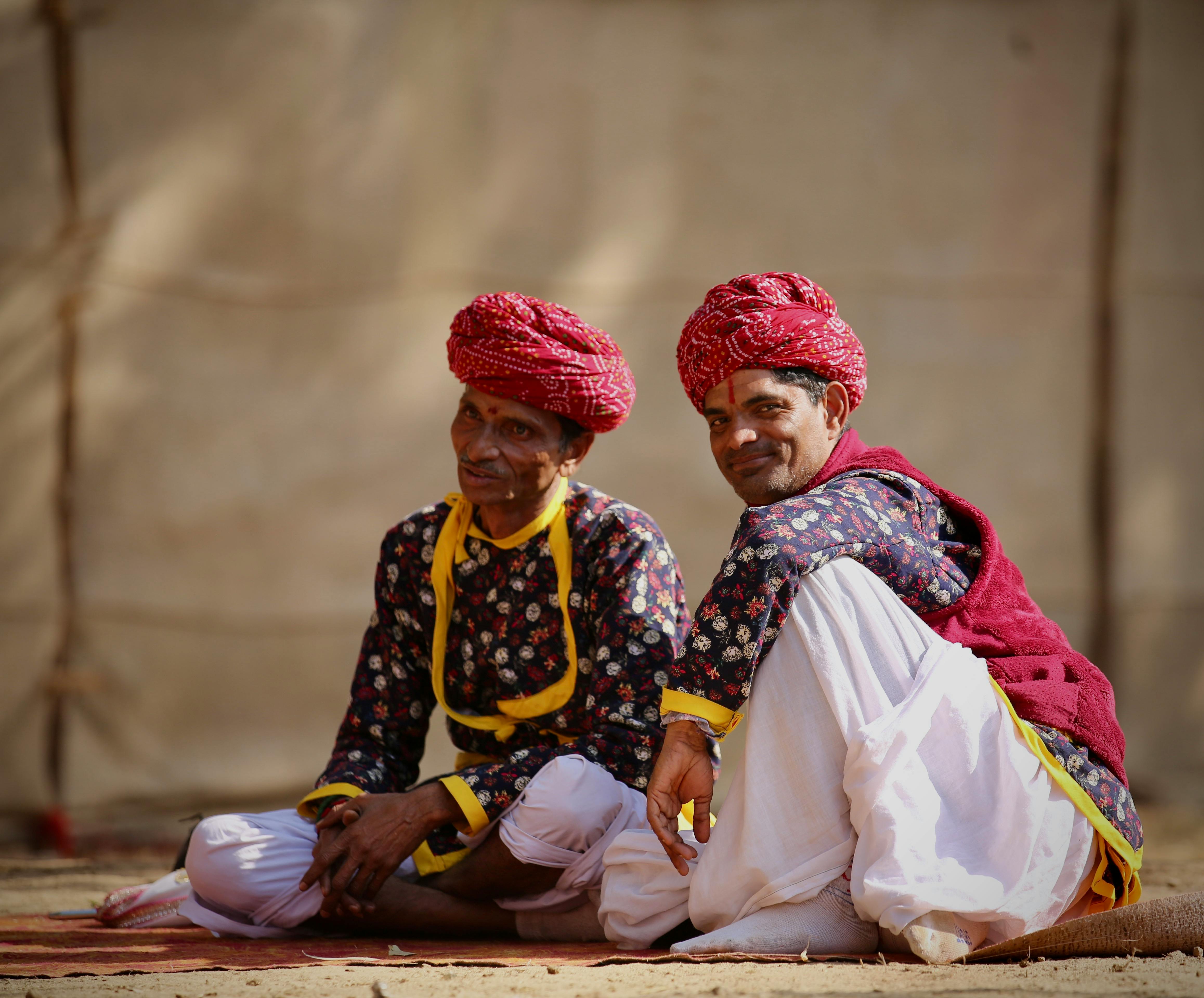 Two Indian Men in Traditional Rajasthani Attire · Free Stock Photo