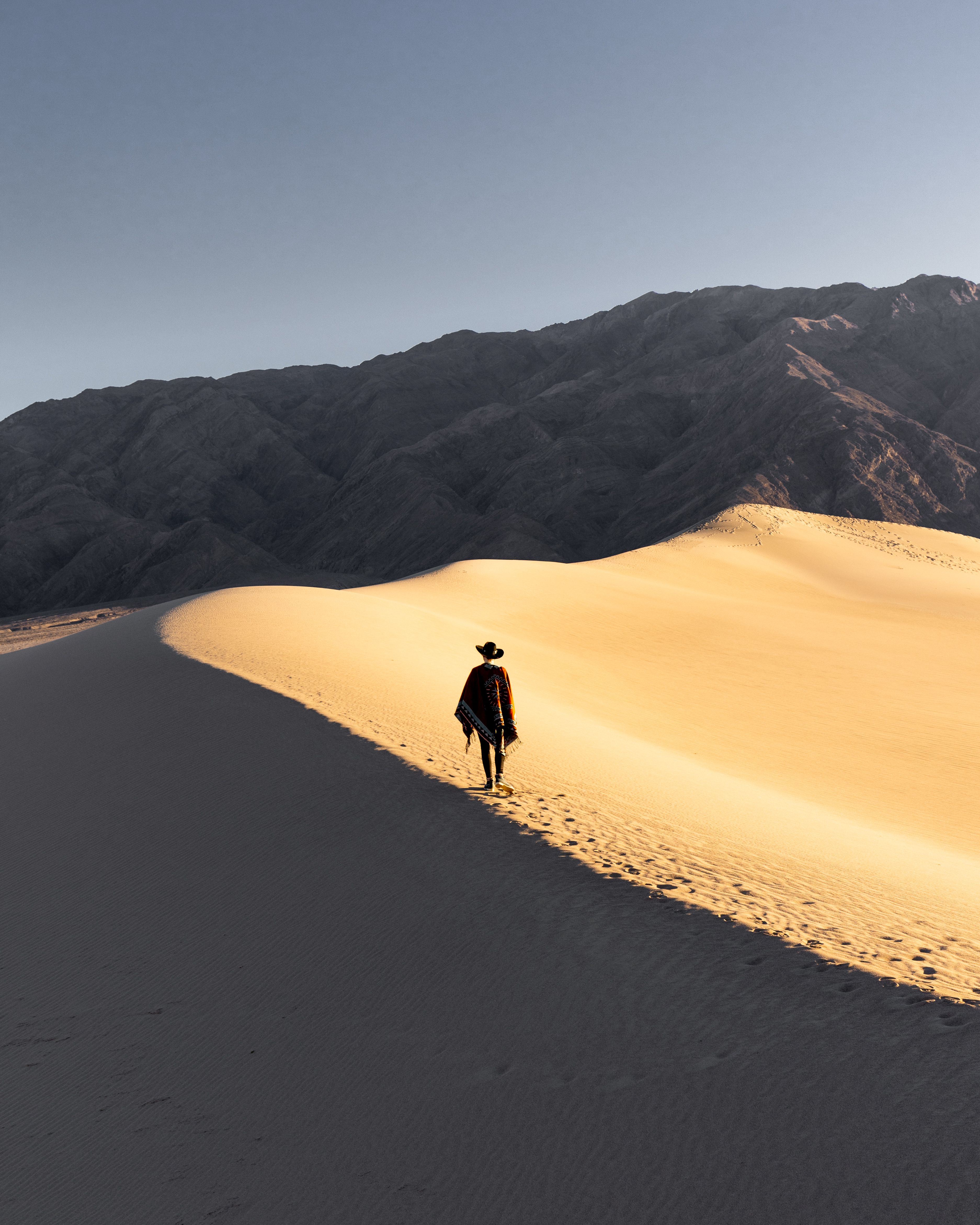 Lone Explorer in Mesmerizing Desert Landscape · Free Stock Photo