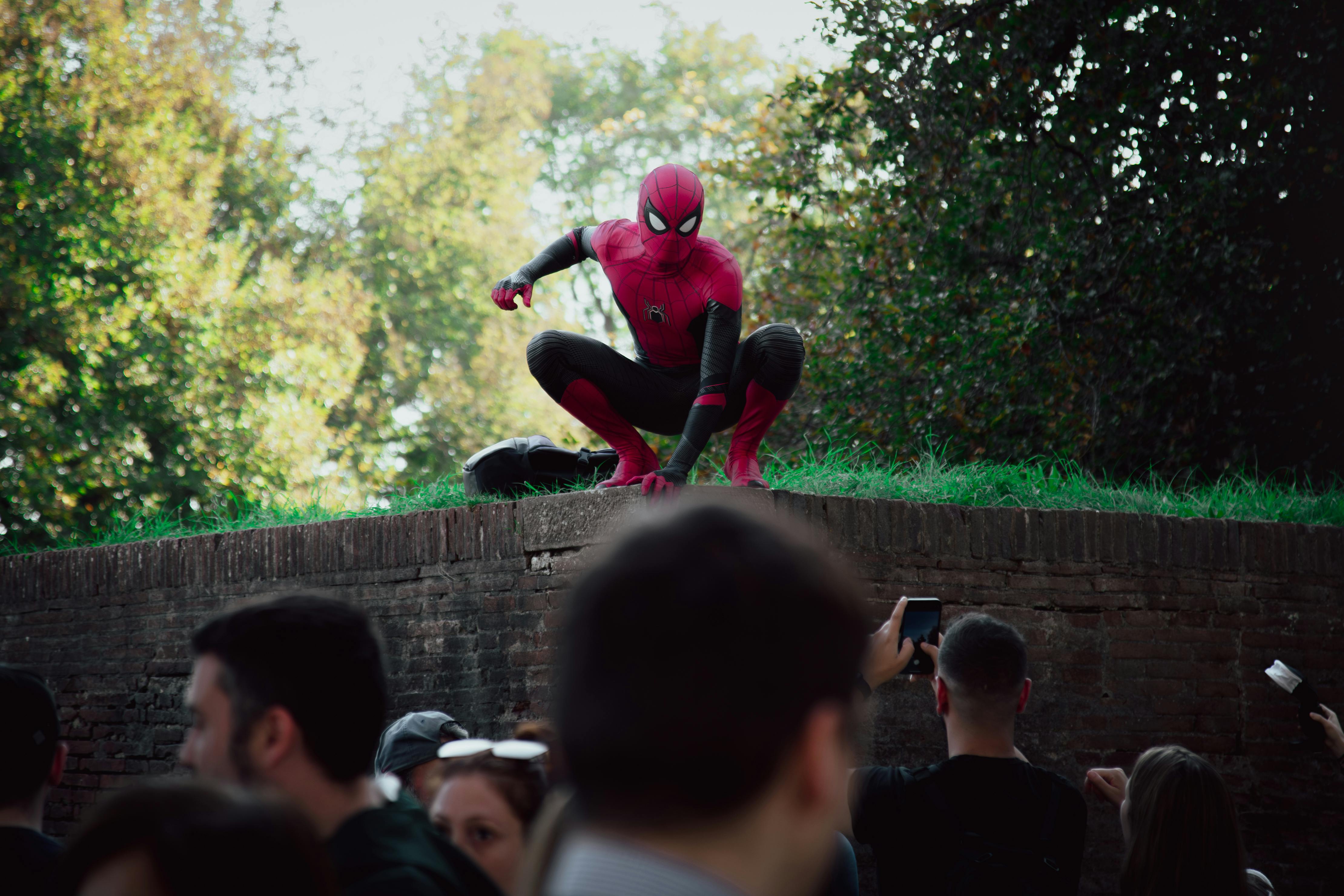 Cosplayer in Spider-Man Costume at Outdoor Event · Free Stock Photo