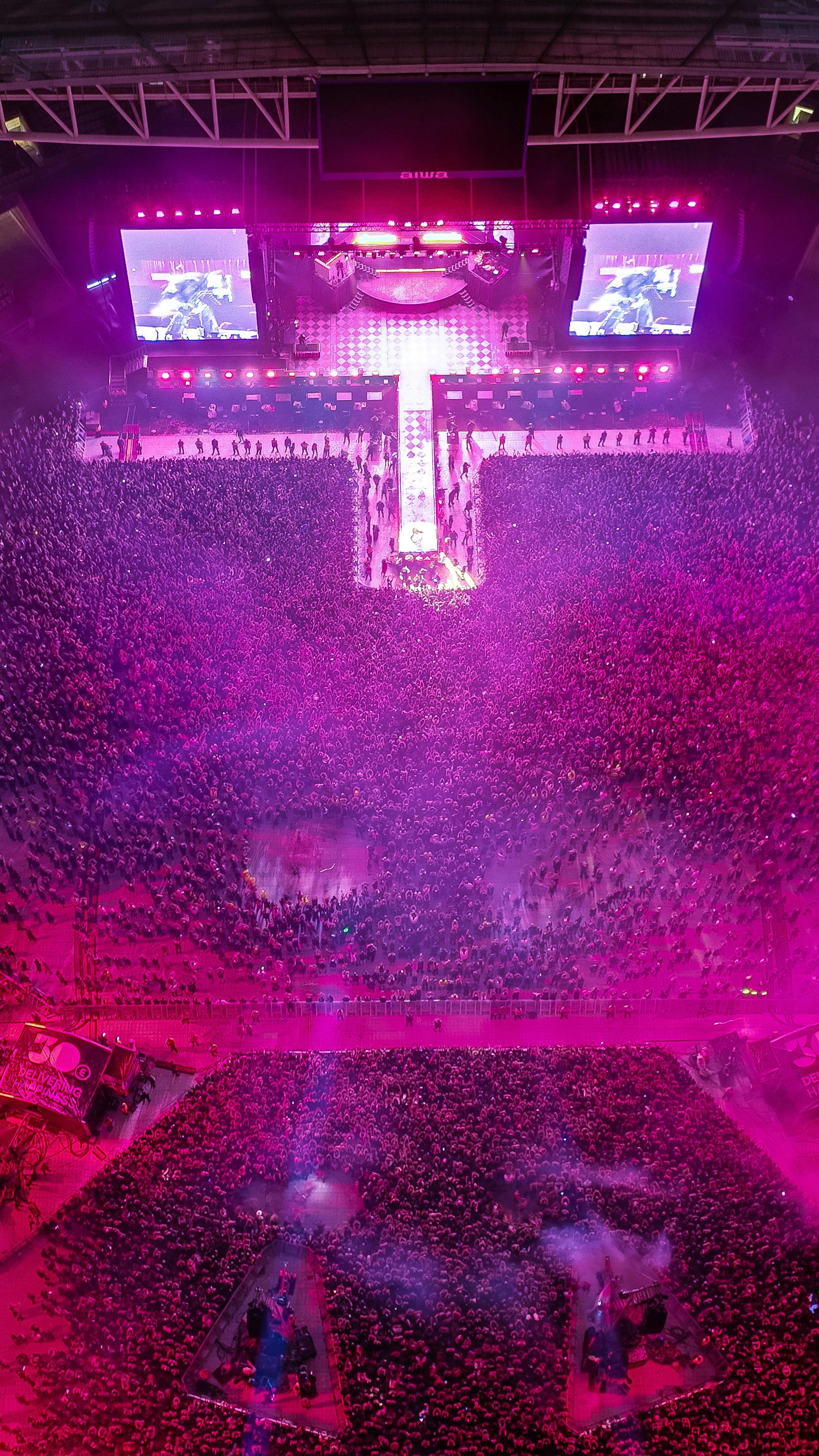 Aerial View of Vibrant Concert with Massive Crowd · Free Stock Photo