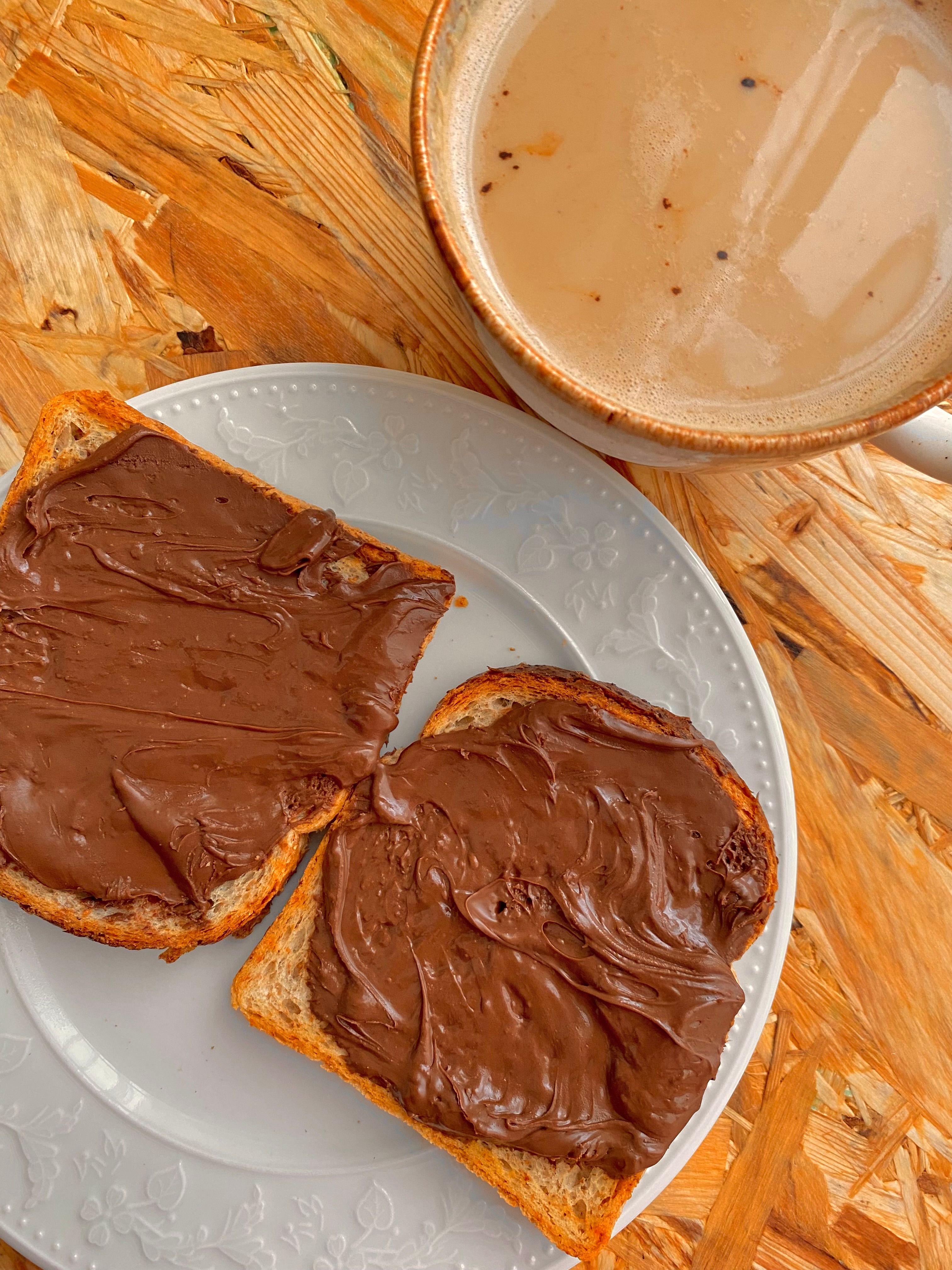Rustic Breakfast with Chocolate Spread Toast · Free Stock Photo