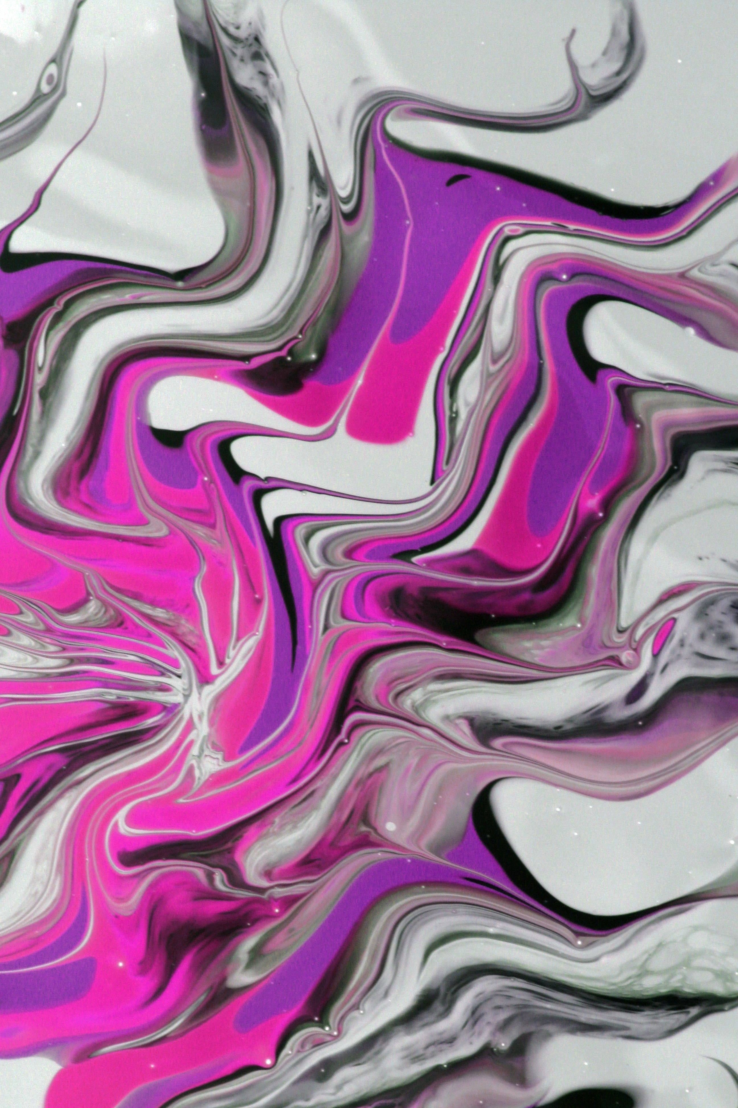 Vibrant Abstract Paint Swirls with Pink and Gray · Free Stock Photo