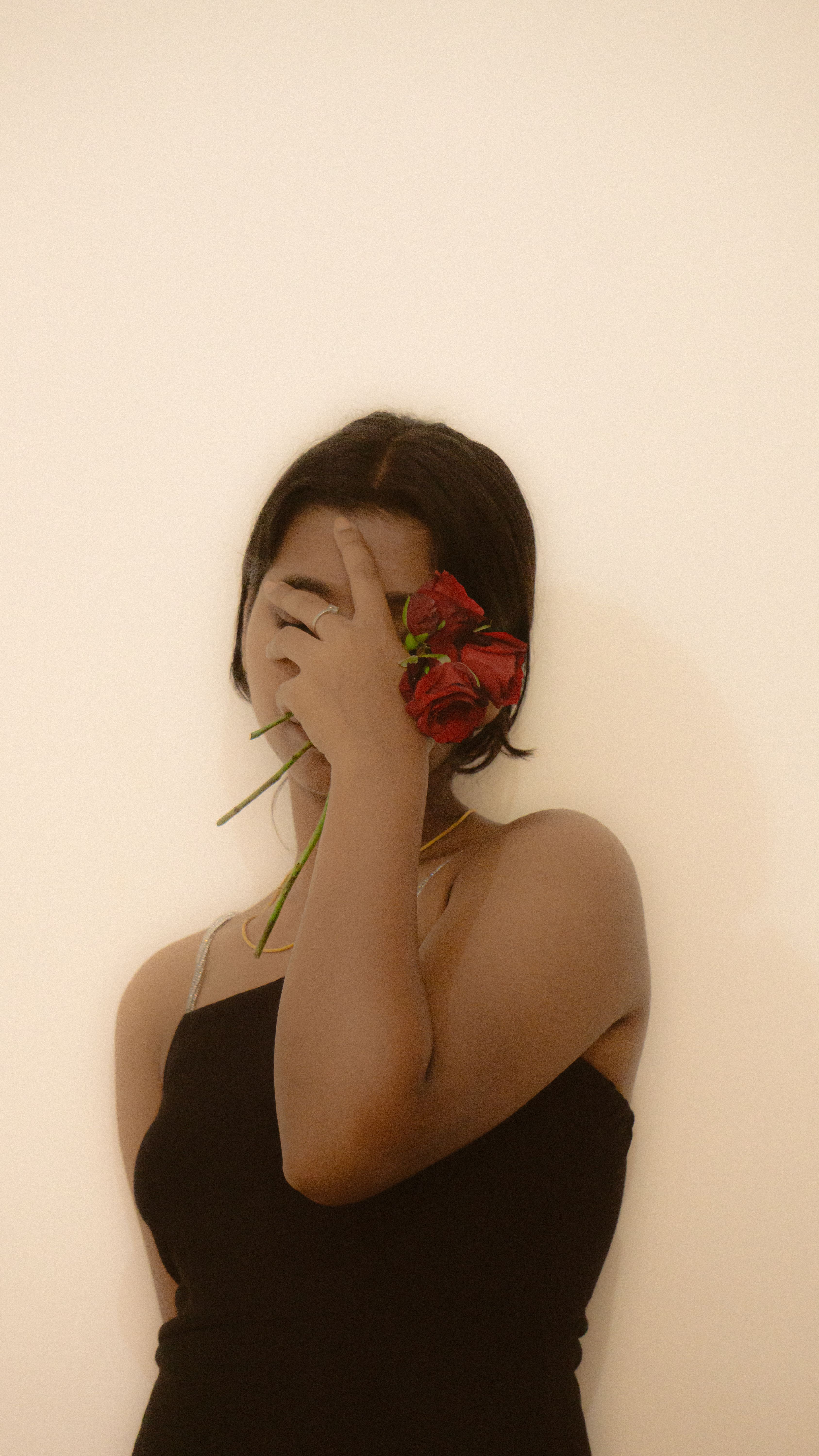 Elegant Portrait With Red Roses and Soft Light · Free Stock Photo