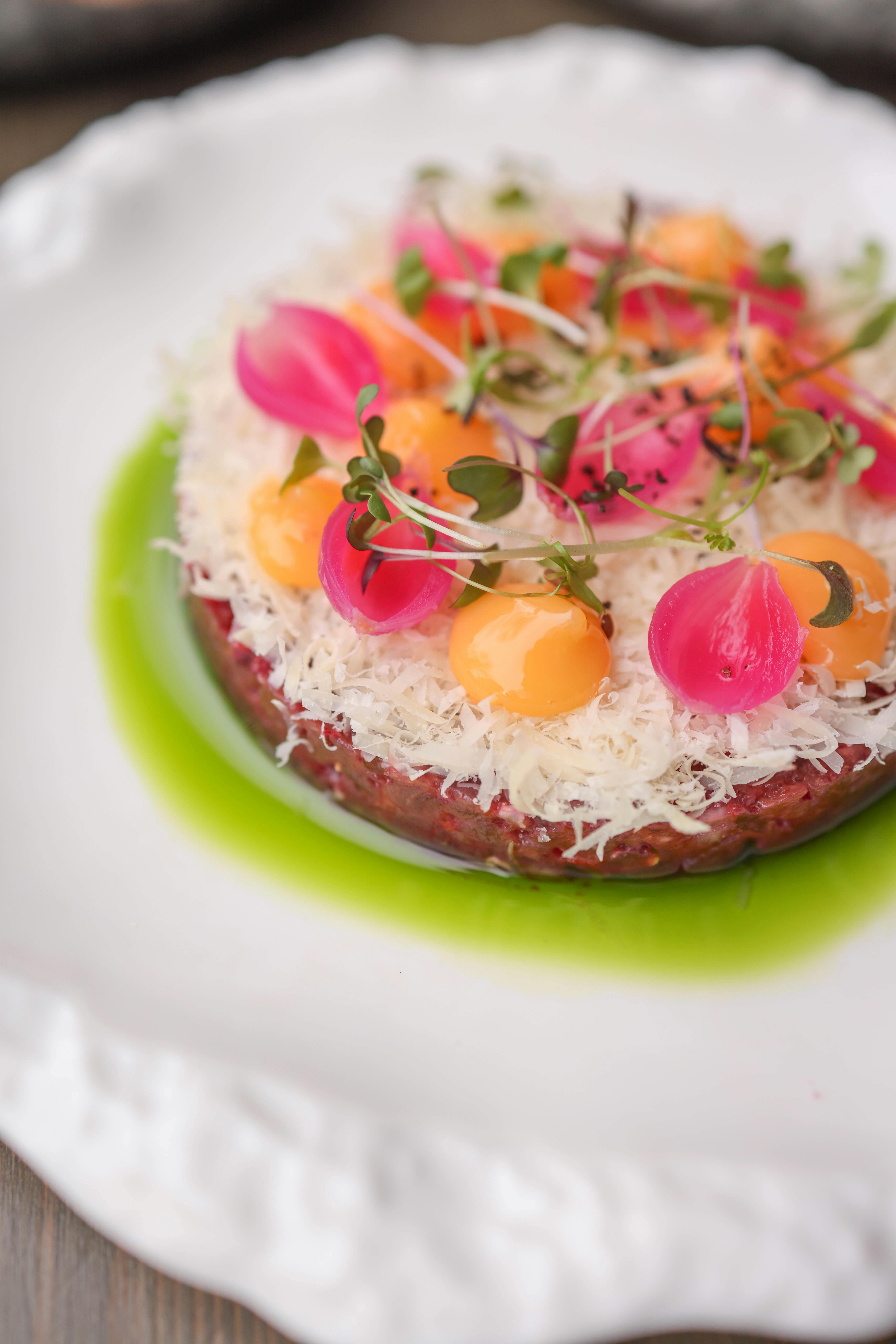 Gourmet Beet Tartare with Colorful Garnish · Free Stock Photo