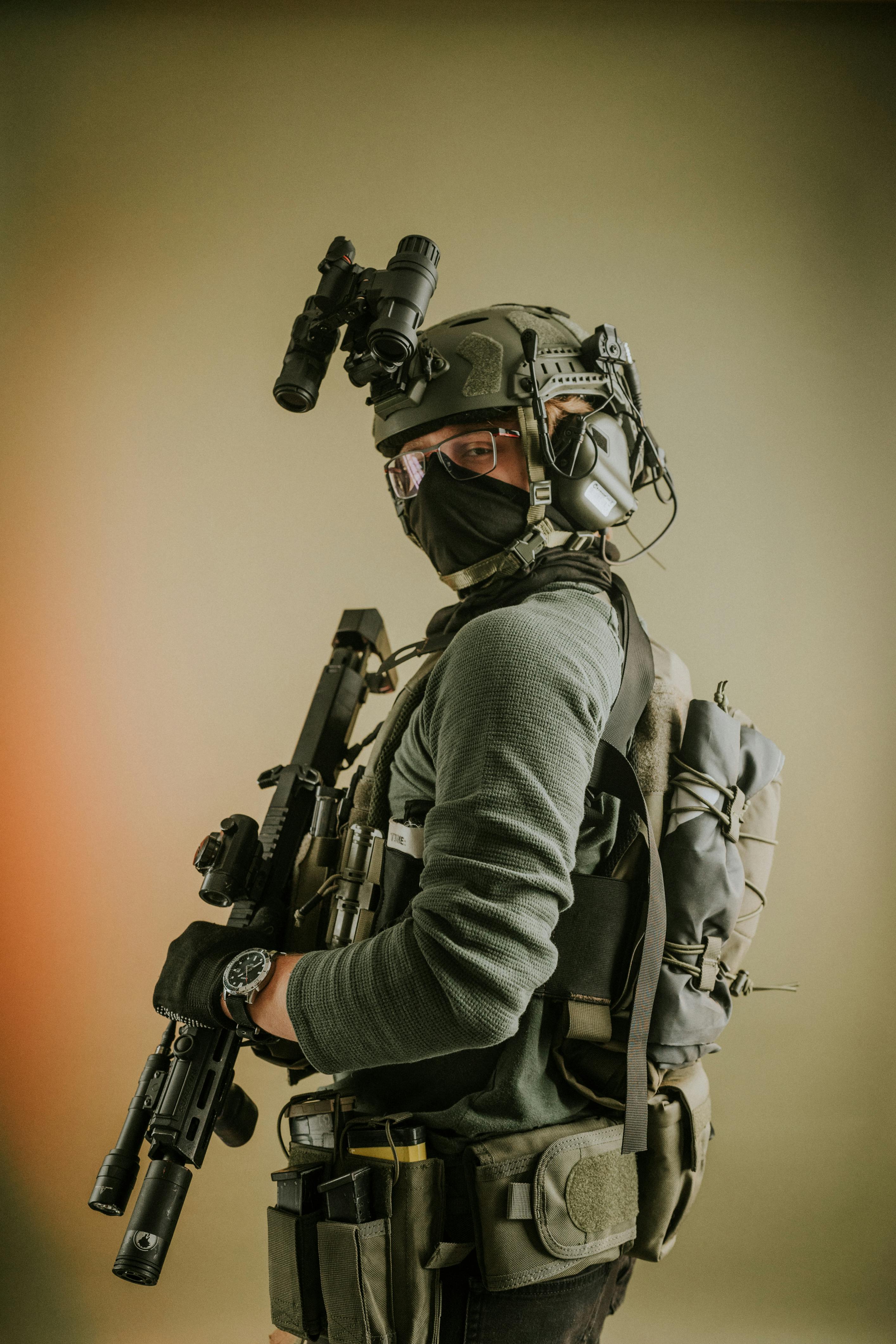 Tactical Soldier in Full Gear with Rifle · Free Stock Photo