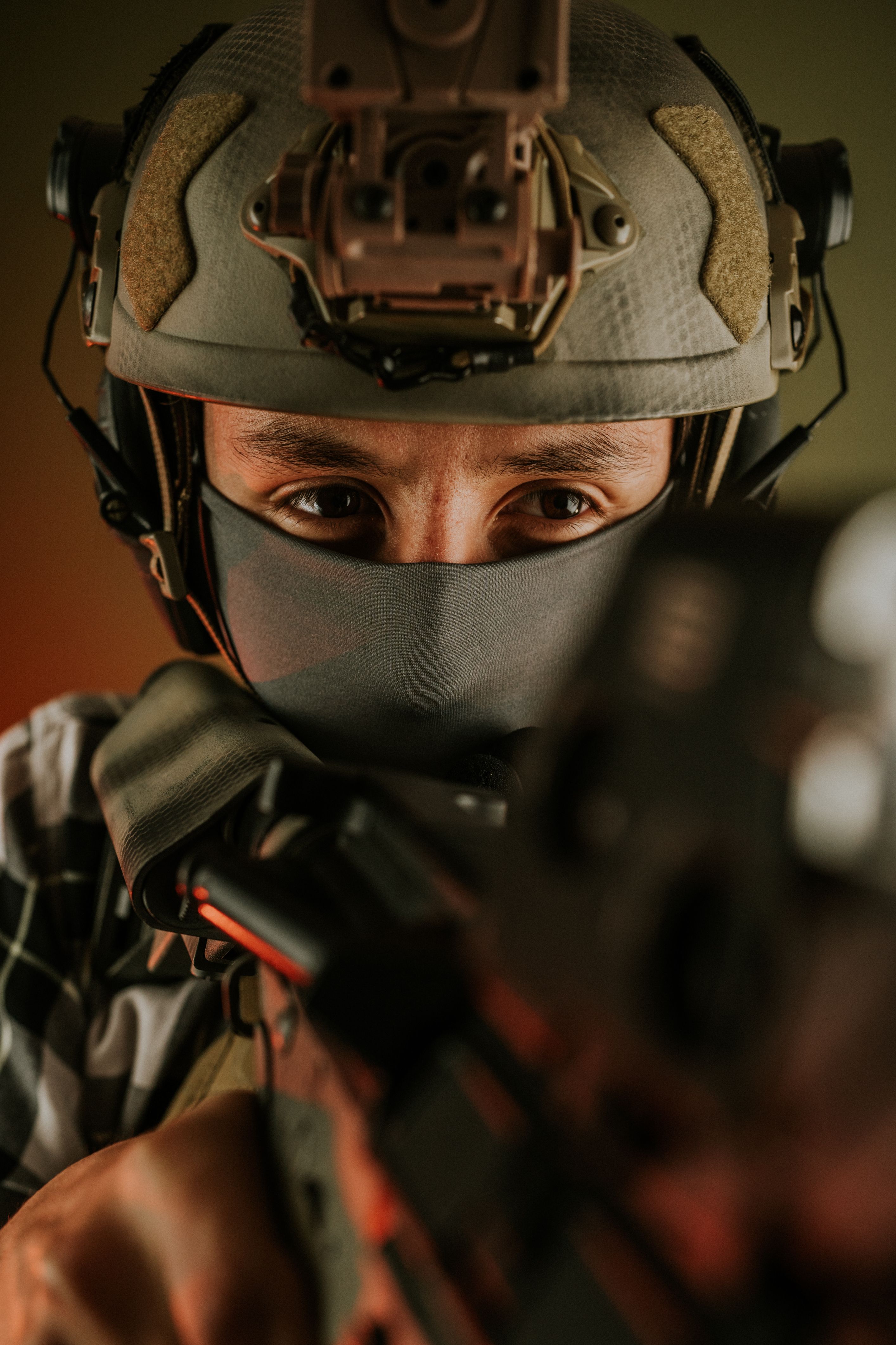 Close-up of Soldier with Tactical Gear · Free Stock Photo