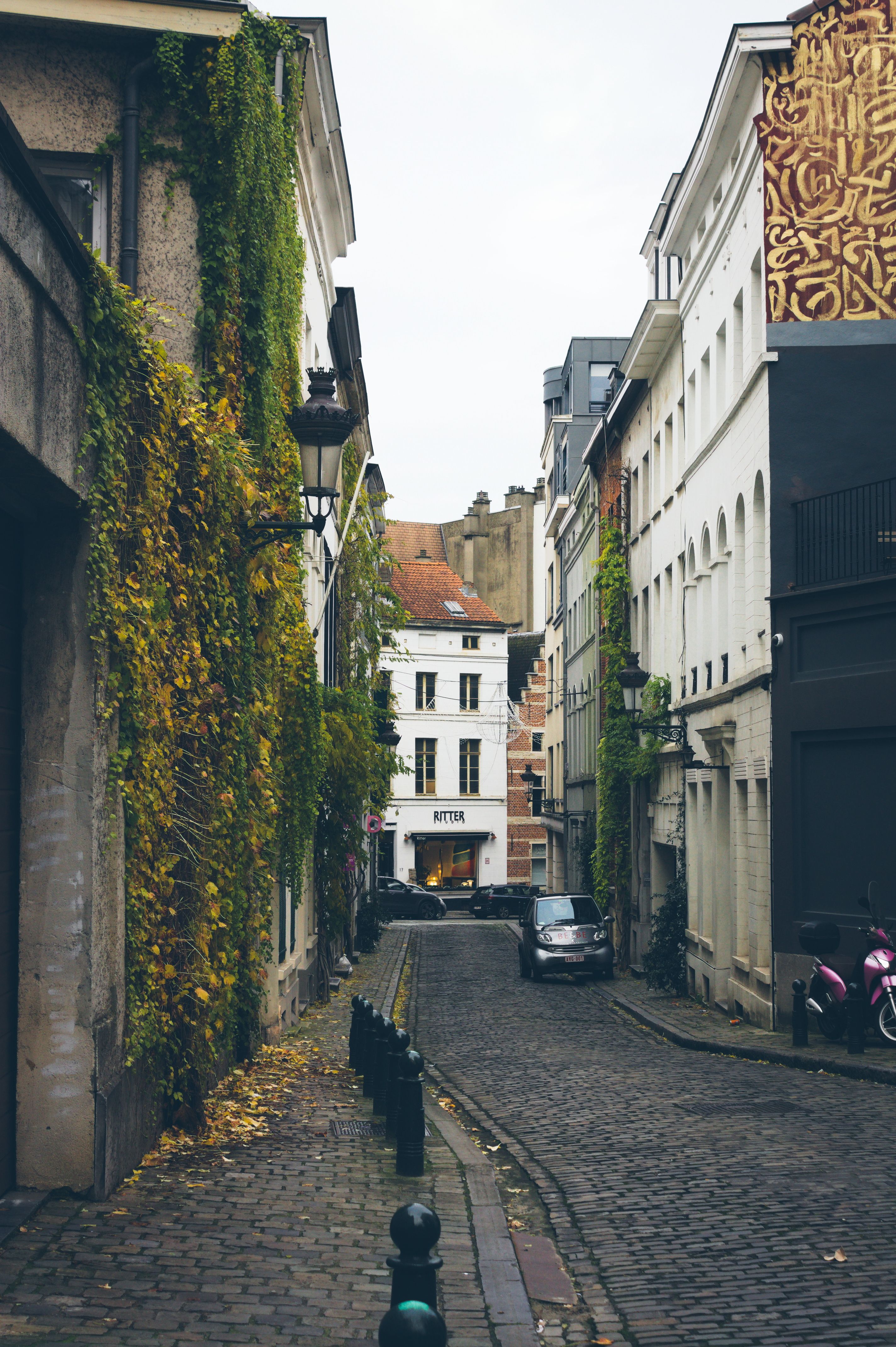 Charming European cobblestone street scene · Free Stock Photo