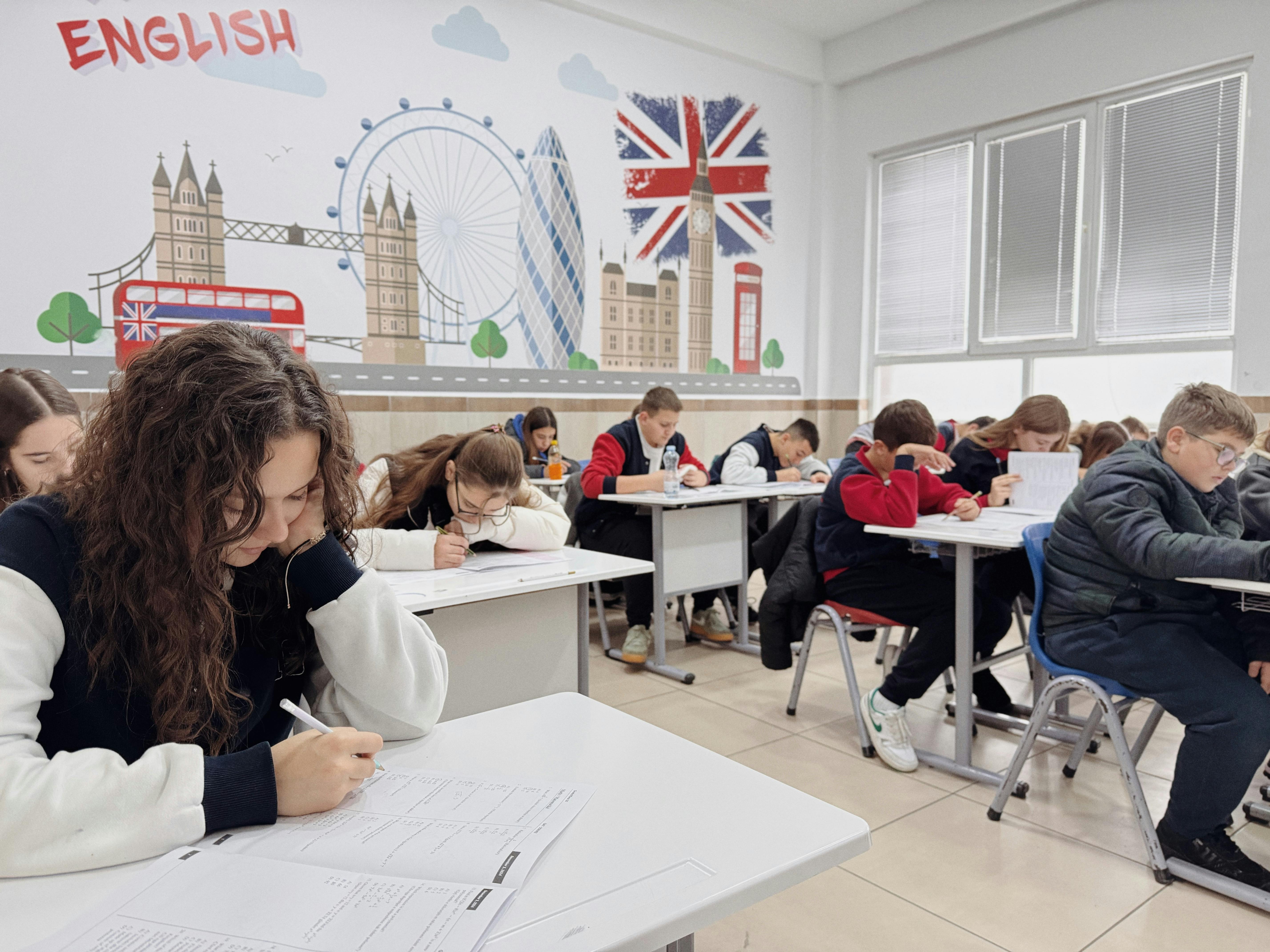 Classroom studying English with British theme · Free Stock Photo