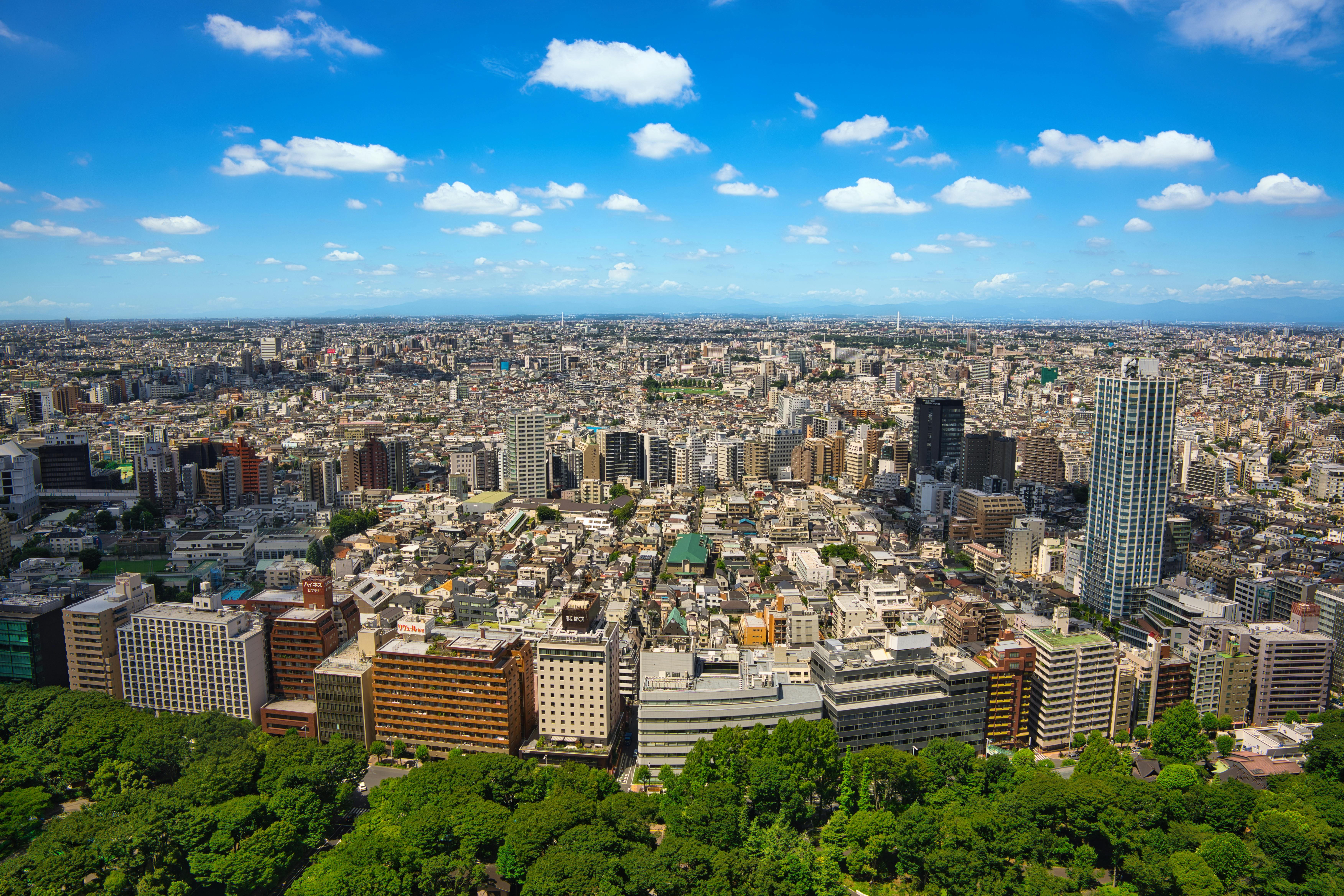Aerial View of the Street by Sumida River with View of the Tokyo ...