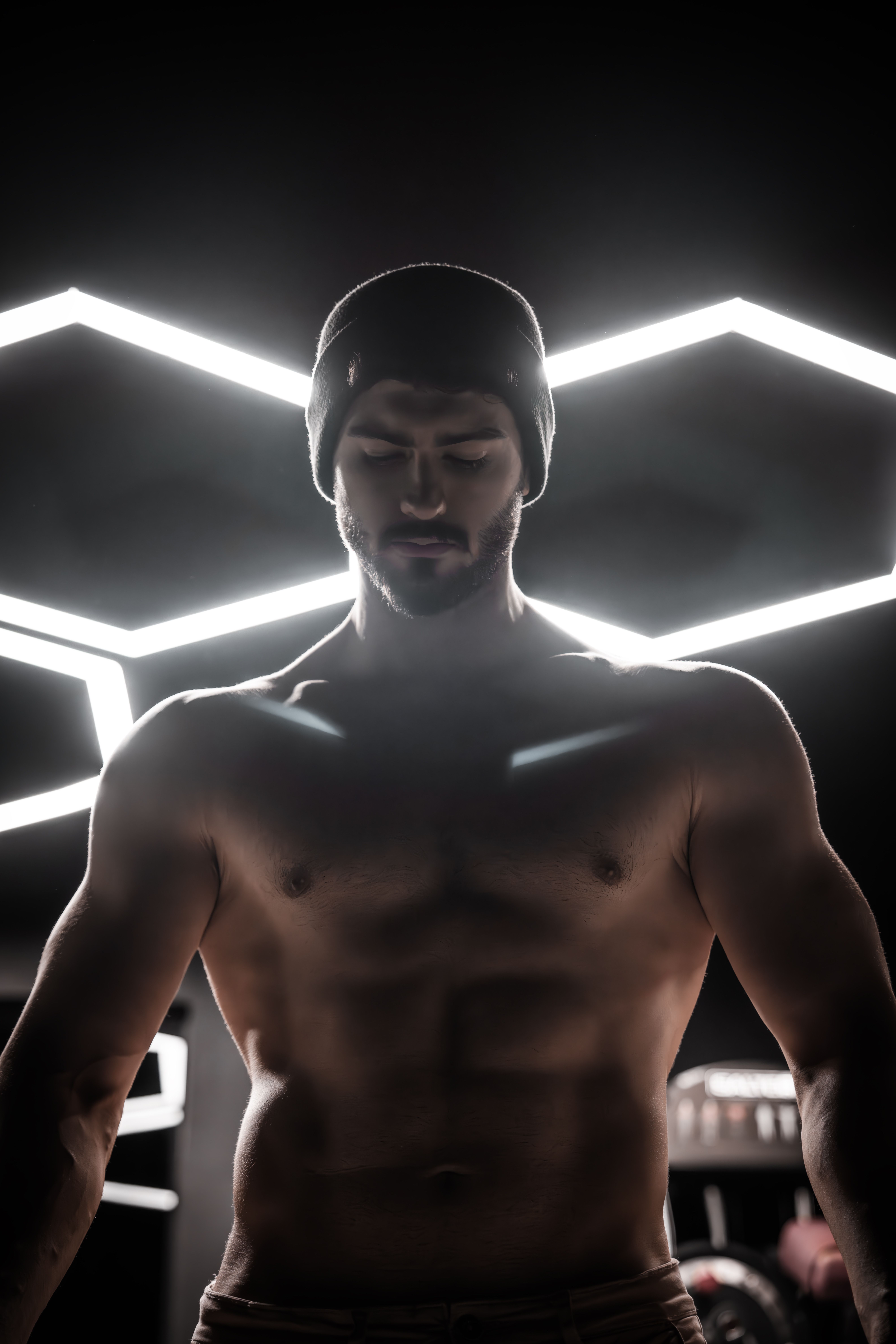 Strong Male Athlete in Modern Gym Lighting · Free Stock Photo