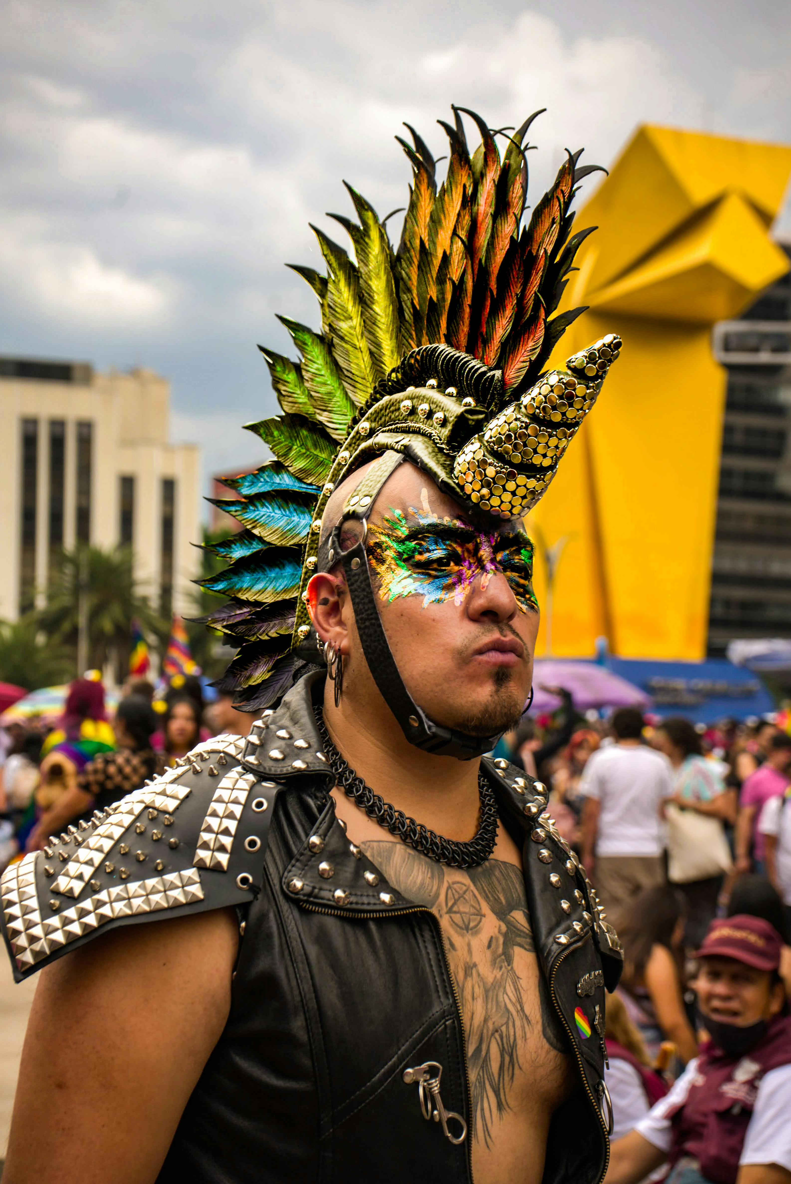 Colorful Parade Attire with Mohawk Headdress · Free Stock Photo