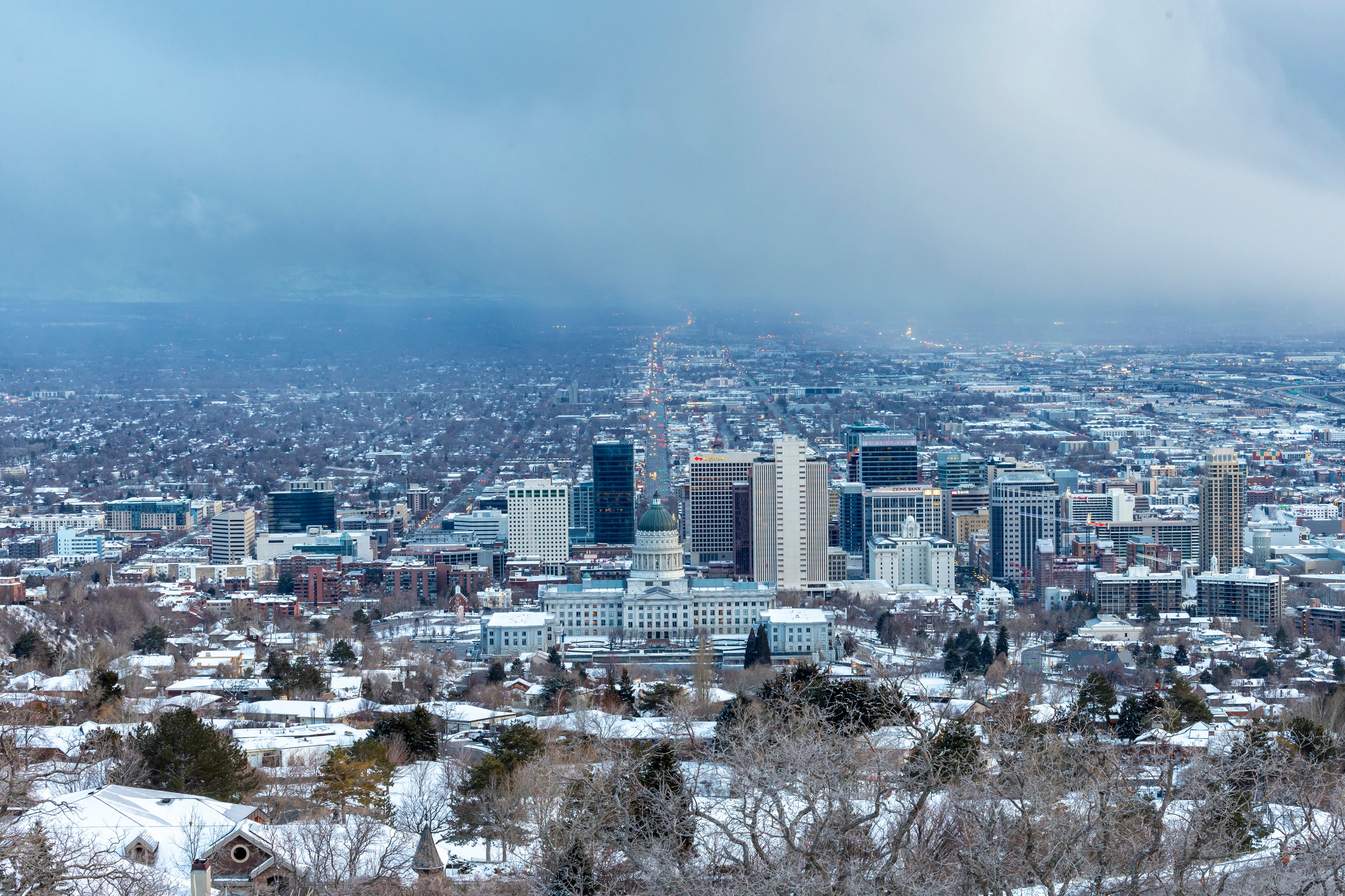 Winter Aerial View of Downtown City Skyline · Free Stock Photo