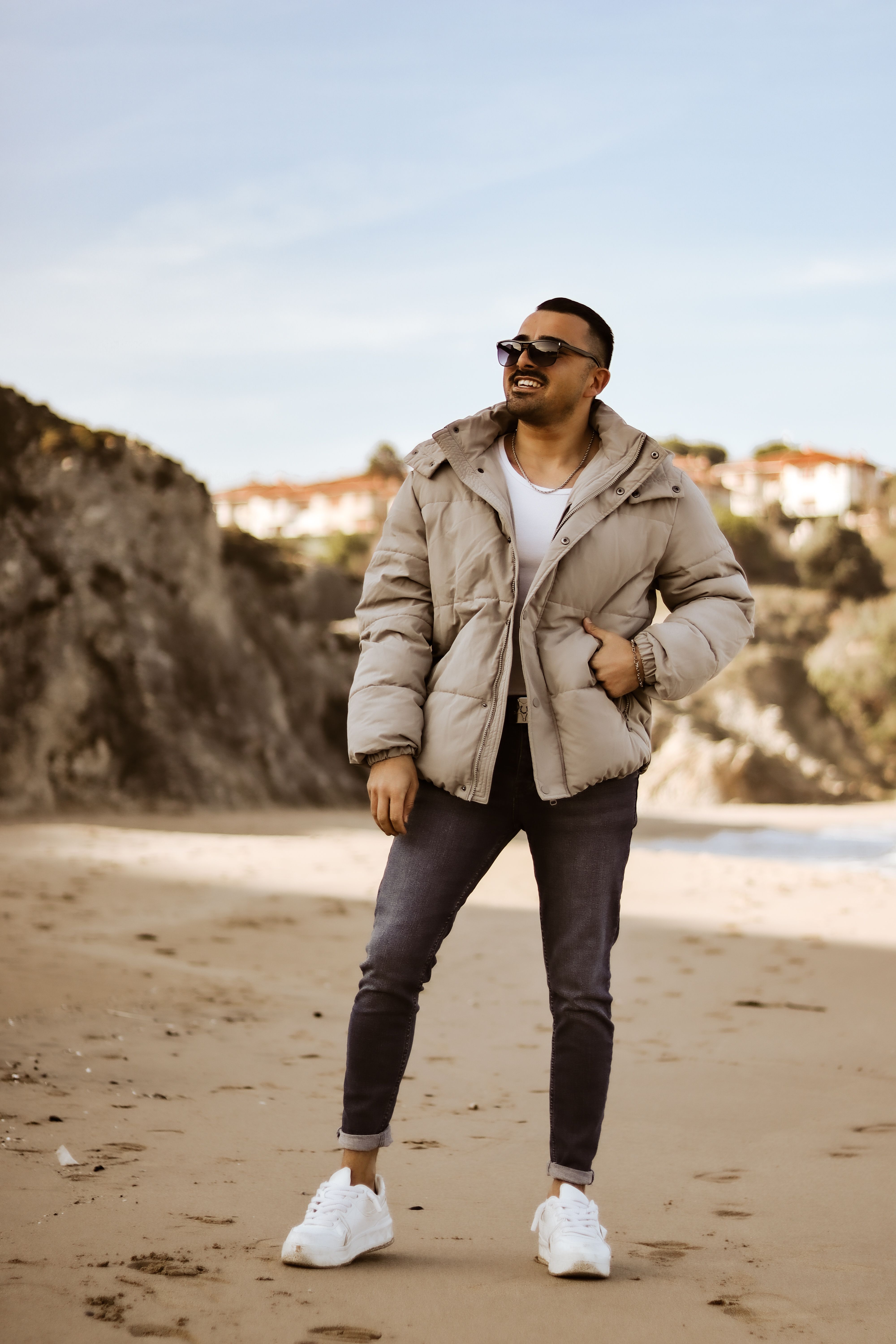 Stylish Man in Winter Jacket on Beach · Free Stock Photo