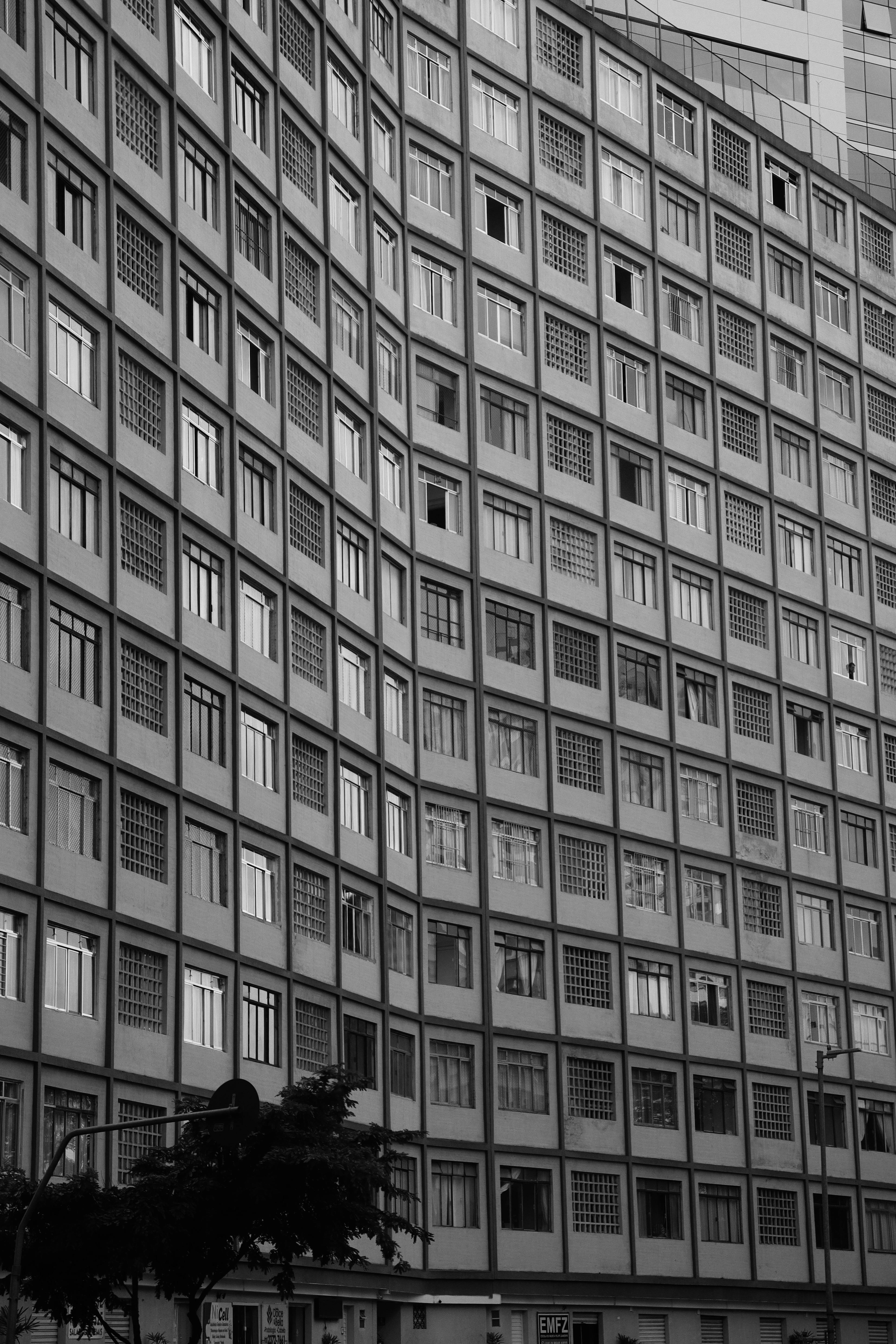 Monochrome Architecture of Geometric Windows · Free Stock Photo