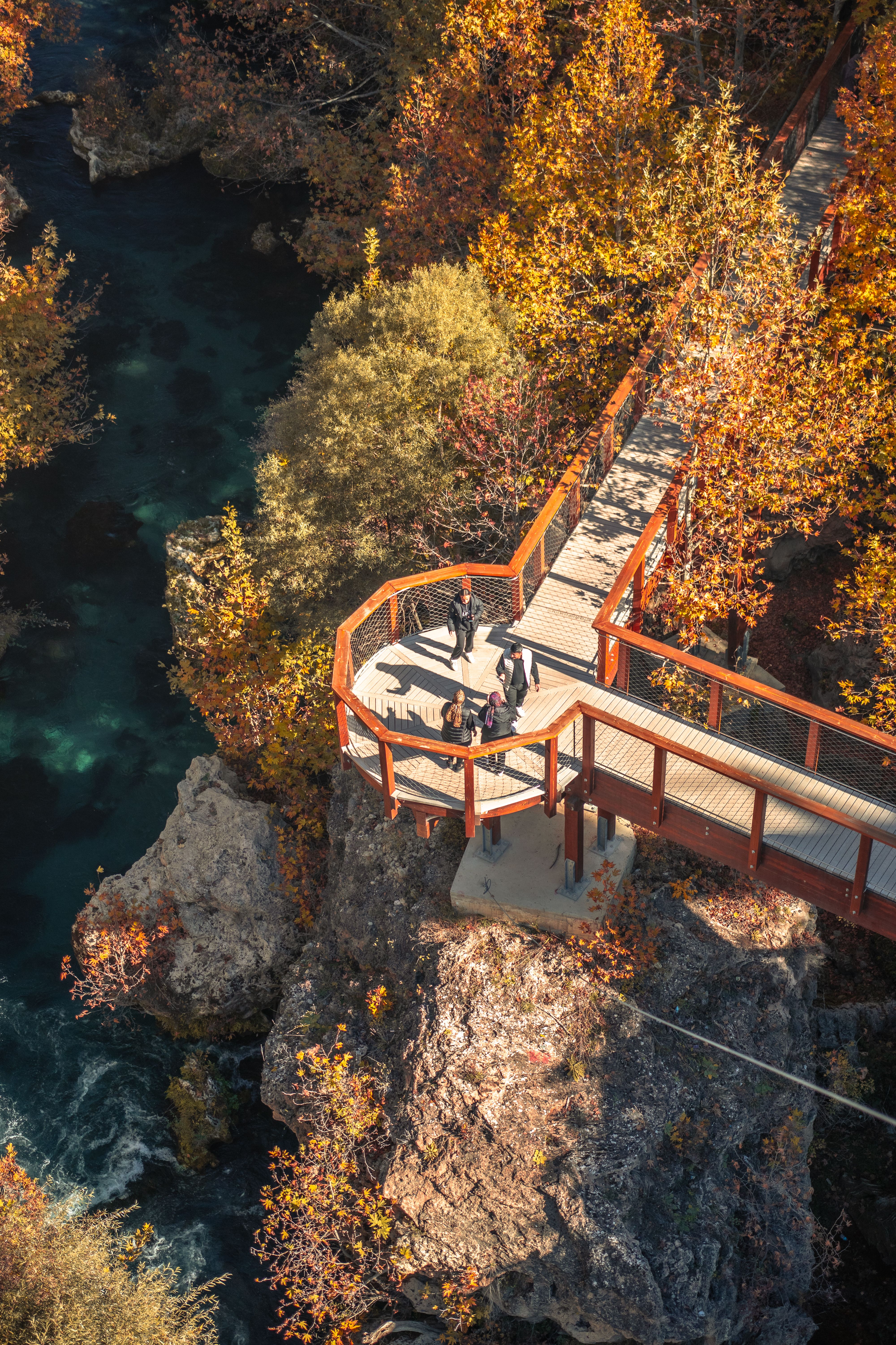 Aerial View of Scenic Bridge in Autumn Forest · Free Stock Photo