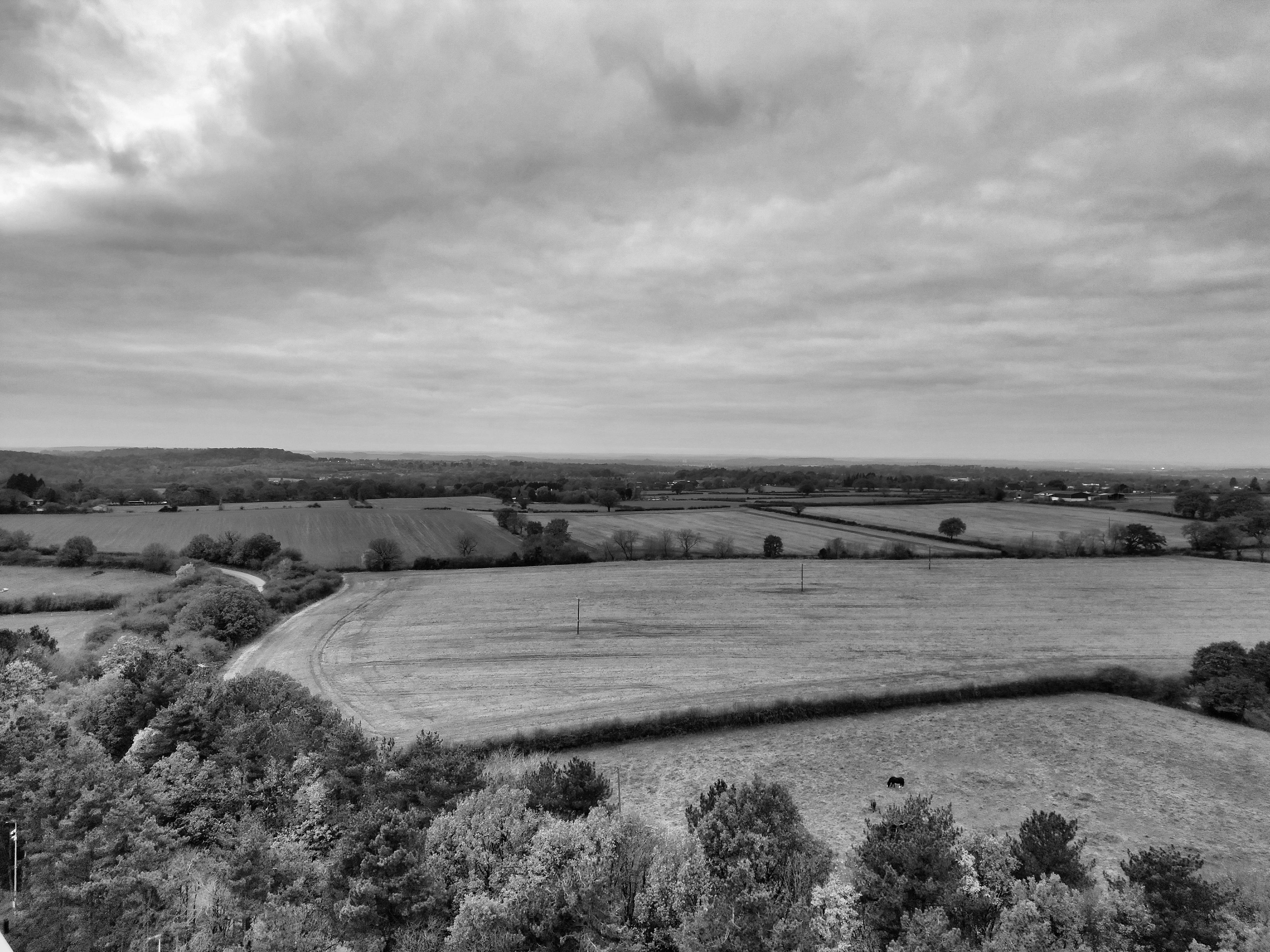 Black and White Countryside Aerial View · Free Stock Photo