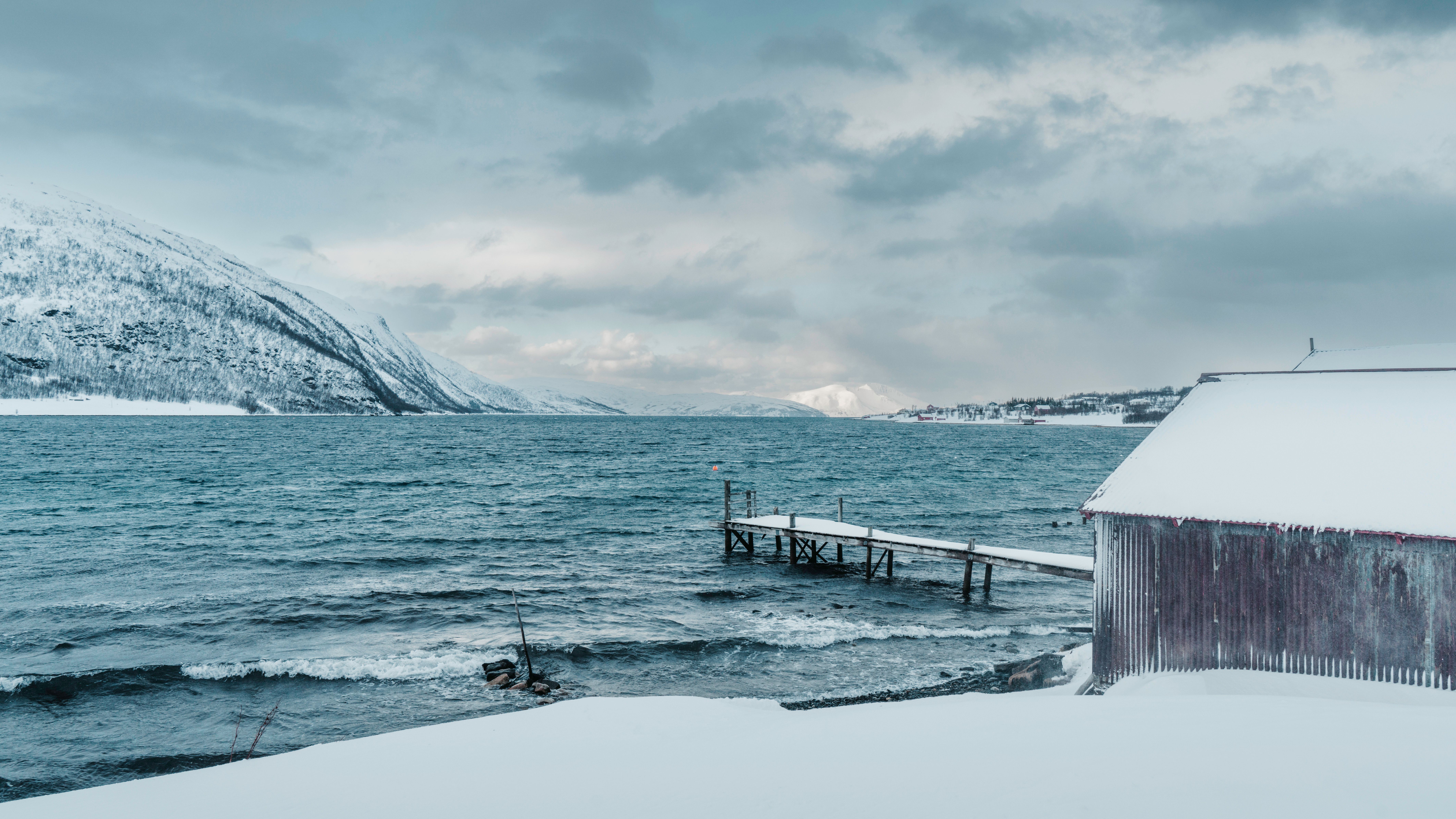 Scenic Winter Fjord in Norway with Pier · Free Stock Photo