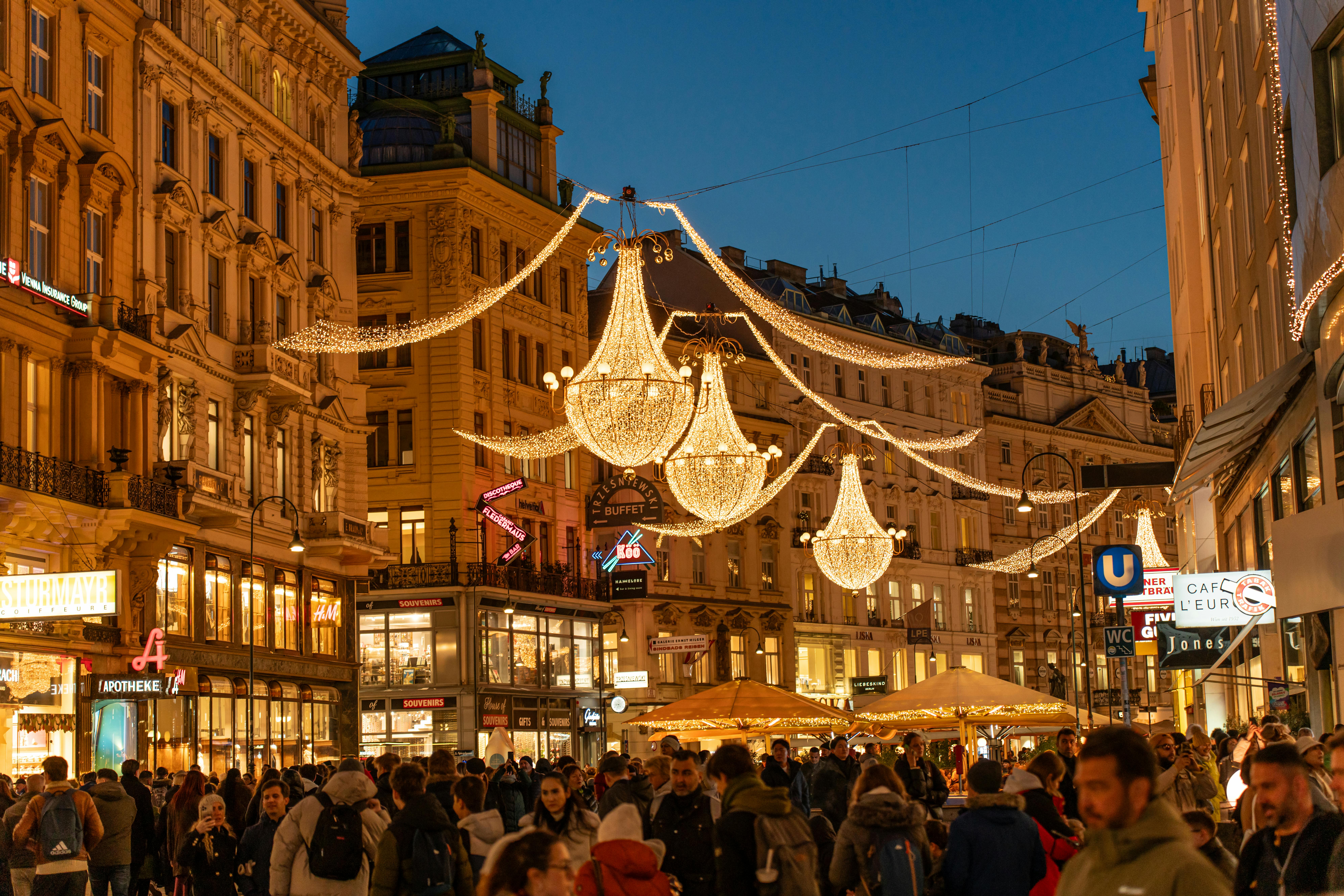 Festive Evening Street Scene in Vienna, Austria · Free Stock Photo