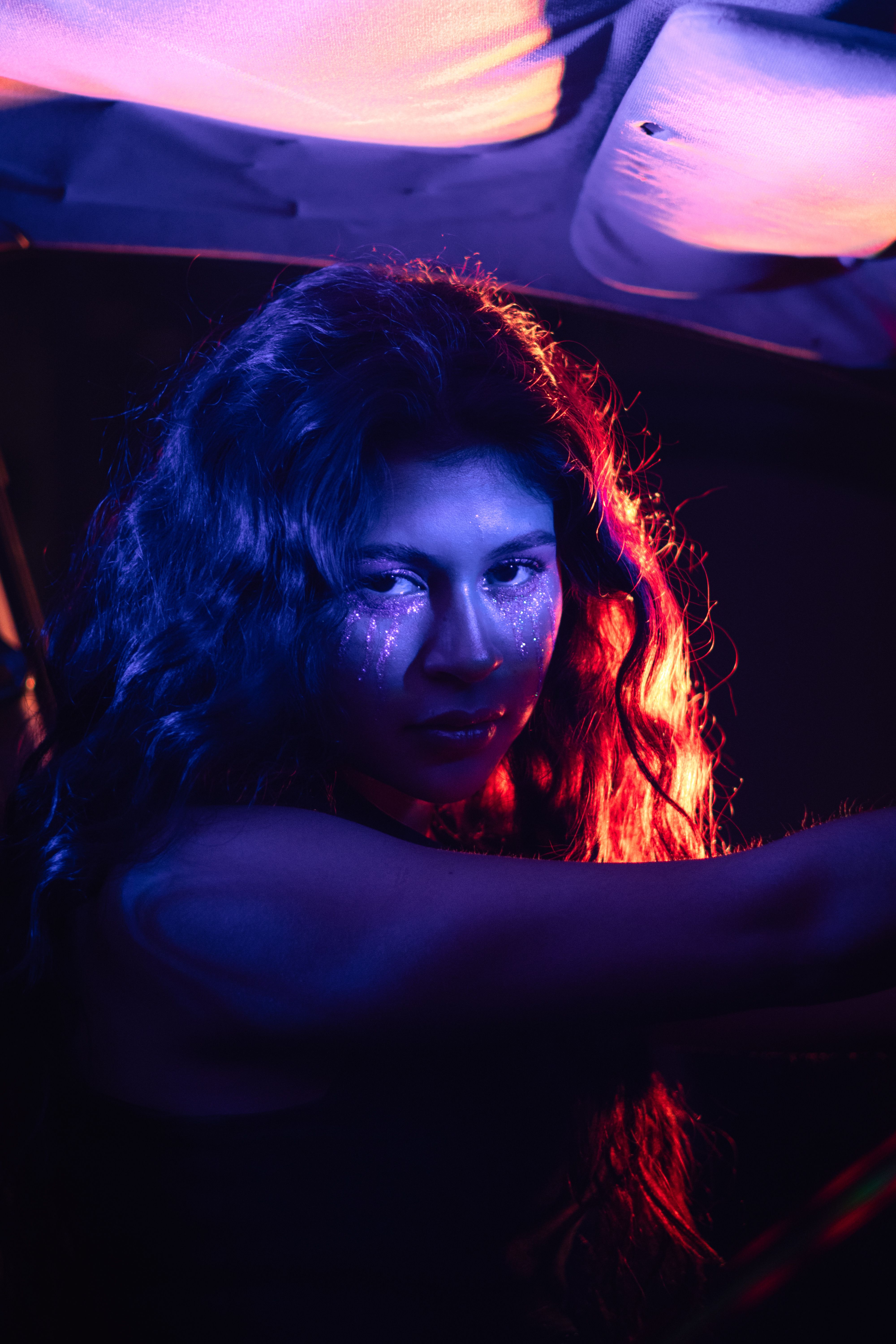 Vibrant Portrait with Neon Lighting Effects · Free Stock Photo