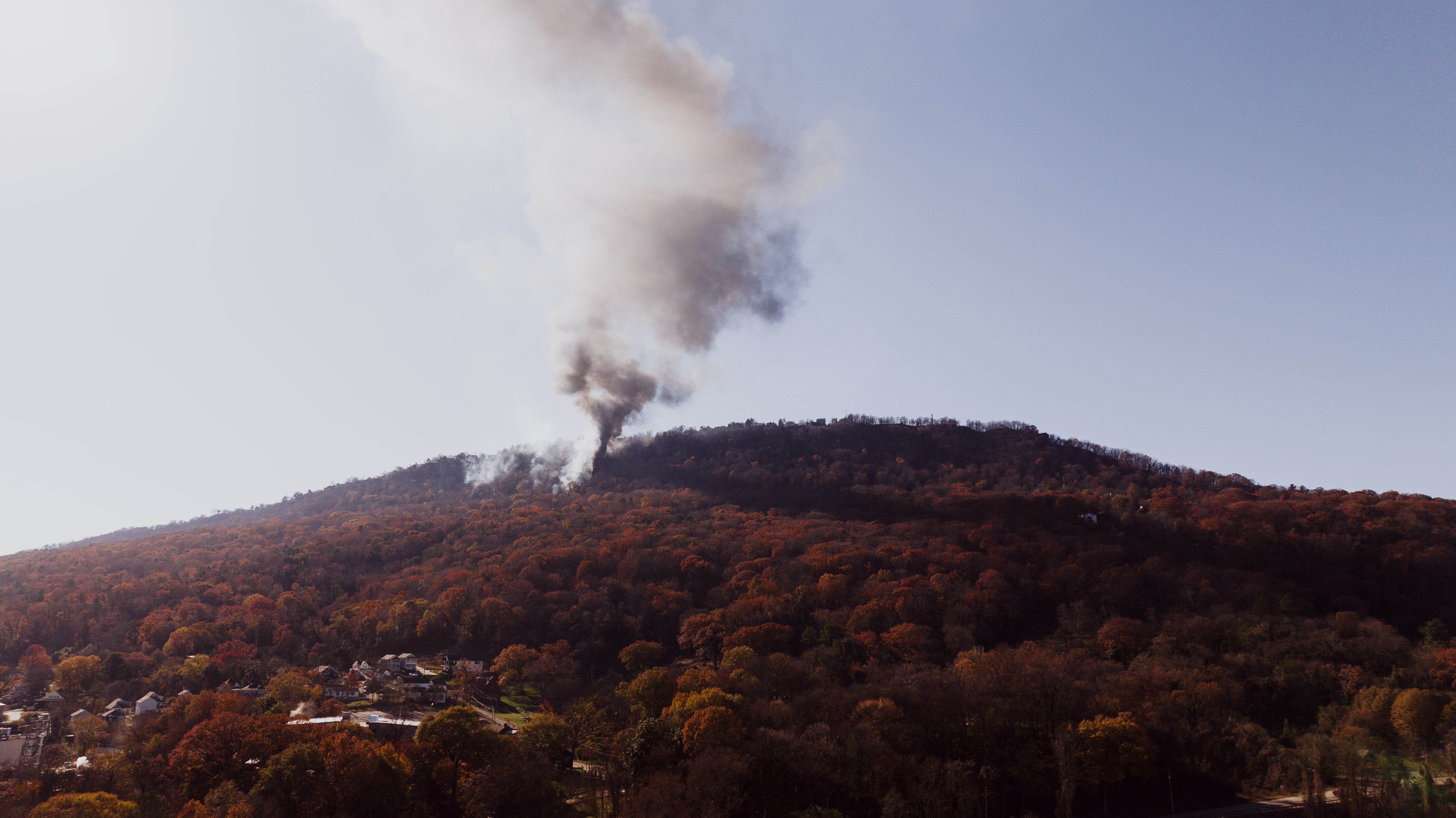 Smoke Rising Over Autumn Forest in Chattanooga · Free Stock Photo