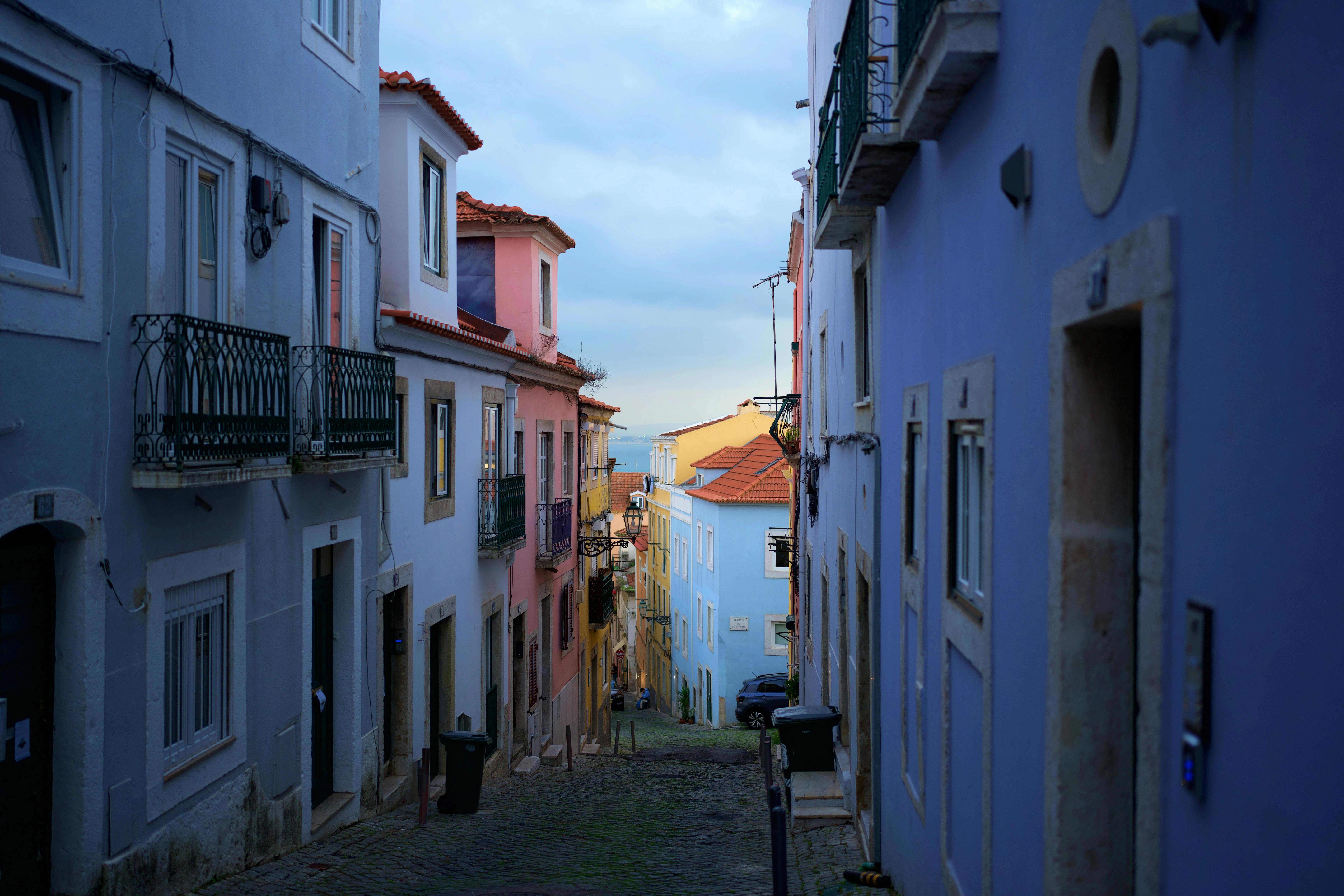 Colorful Street View in Historic Lisbon, Portugal · Free Stock Photo