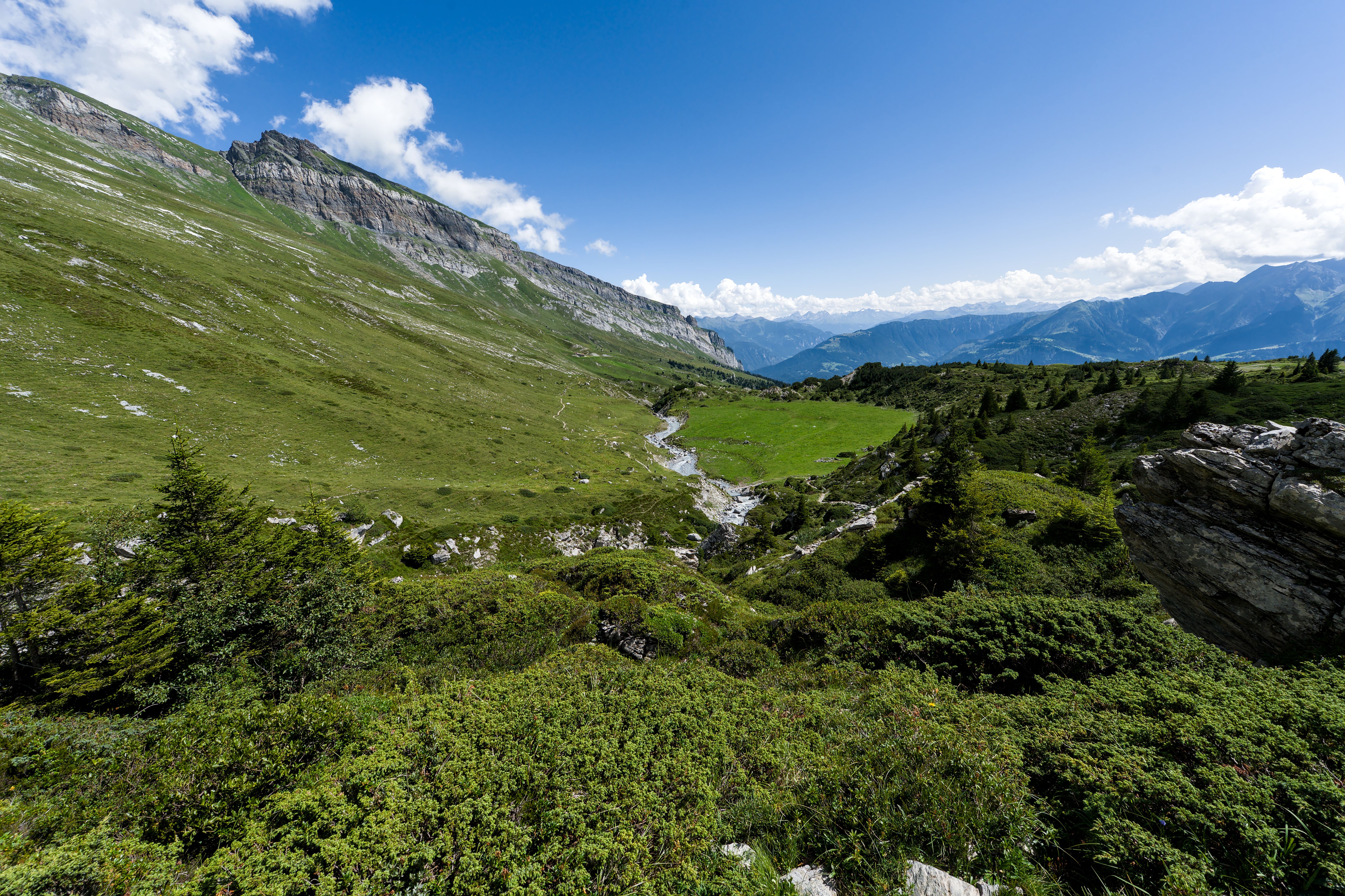 Panoramic View of Swiss Alpine Landscape · Free Stock Photo