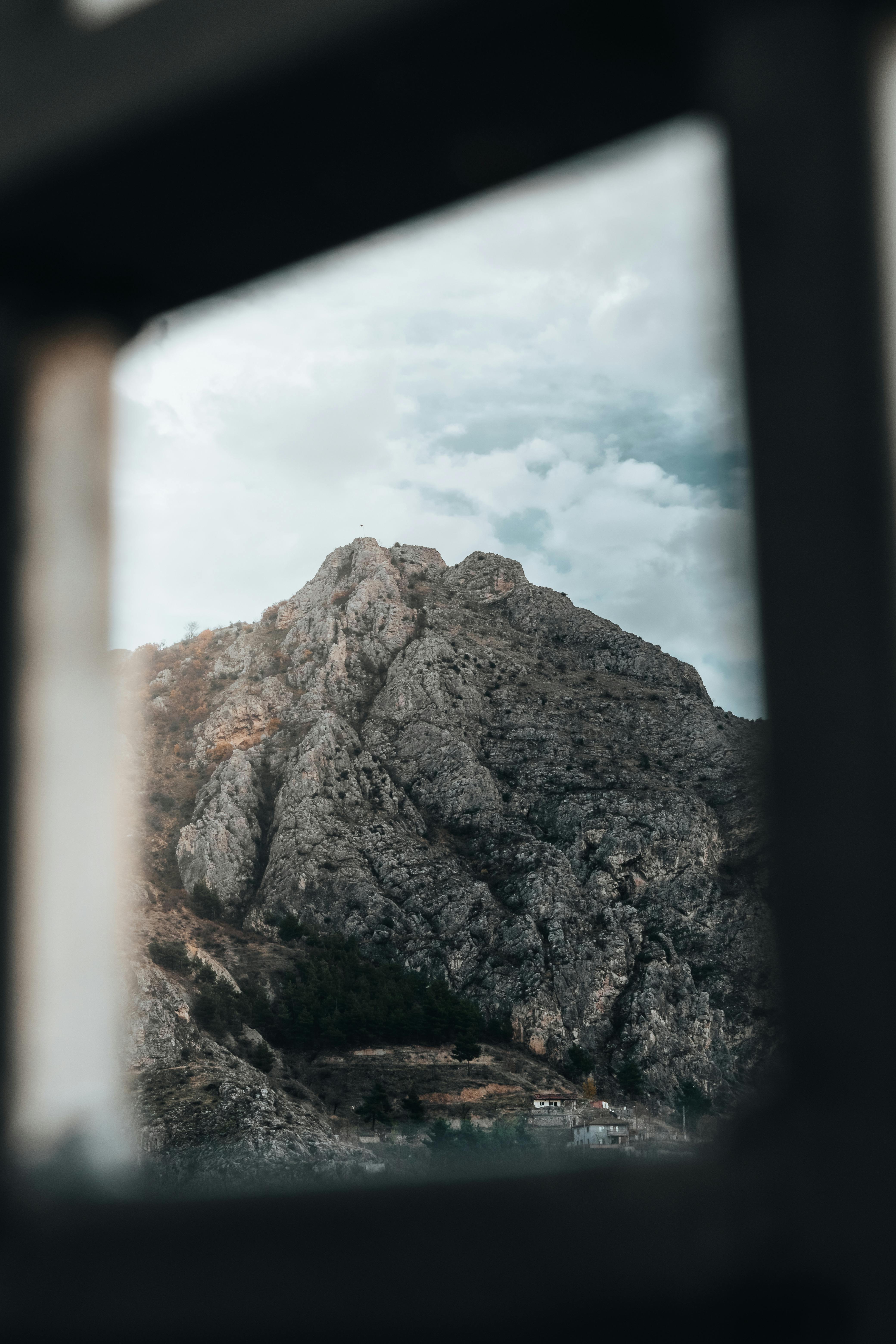 Majestic Mountain View Framed by Window · Free Stock Photo