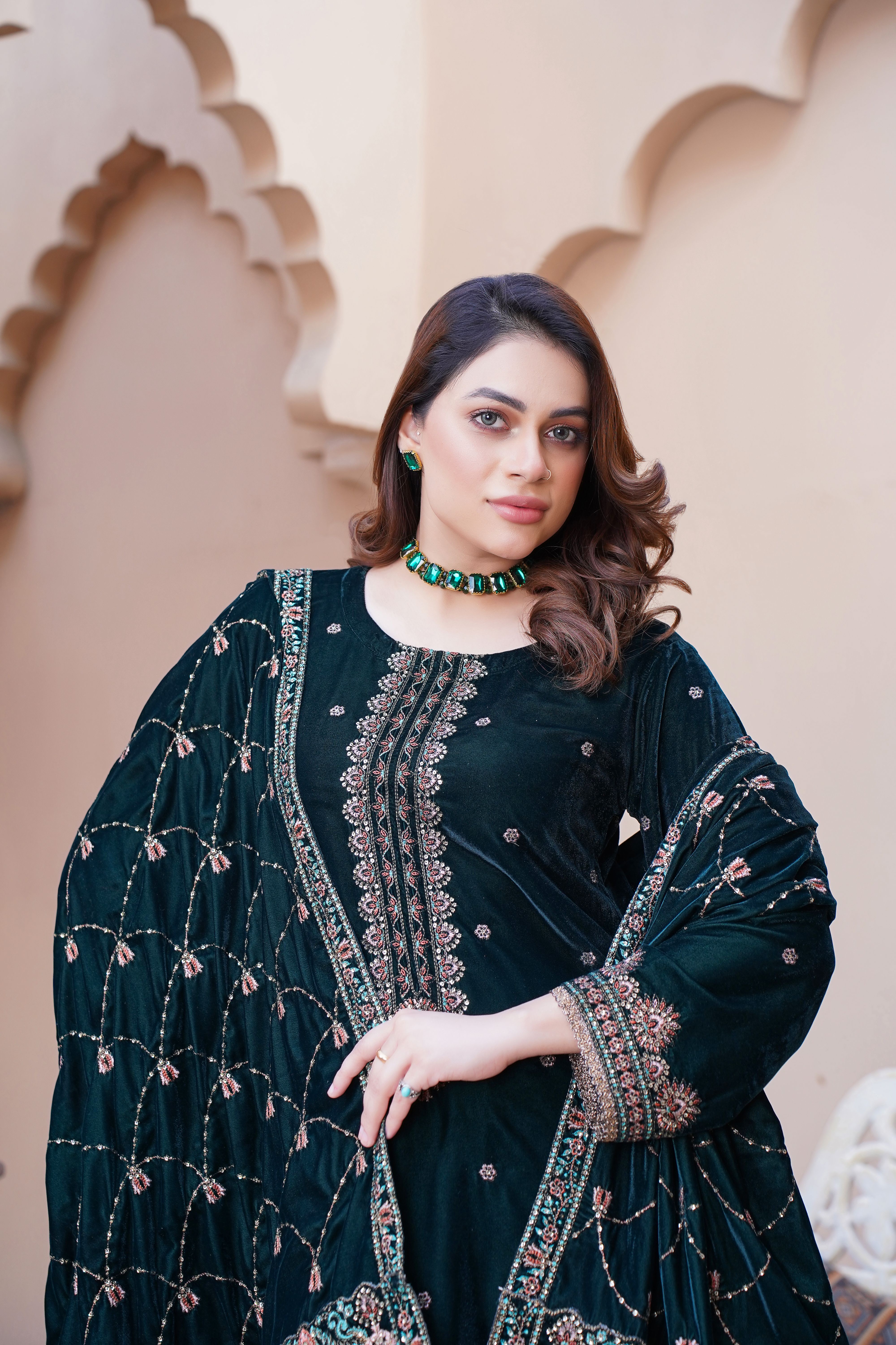 Elegant Velvet Dress Fashion Portrait in Lahore · Free Stock Photo