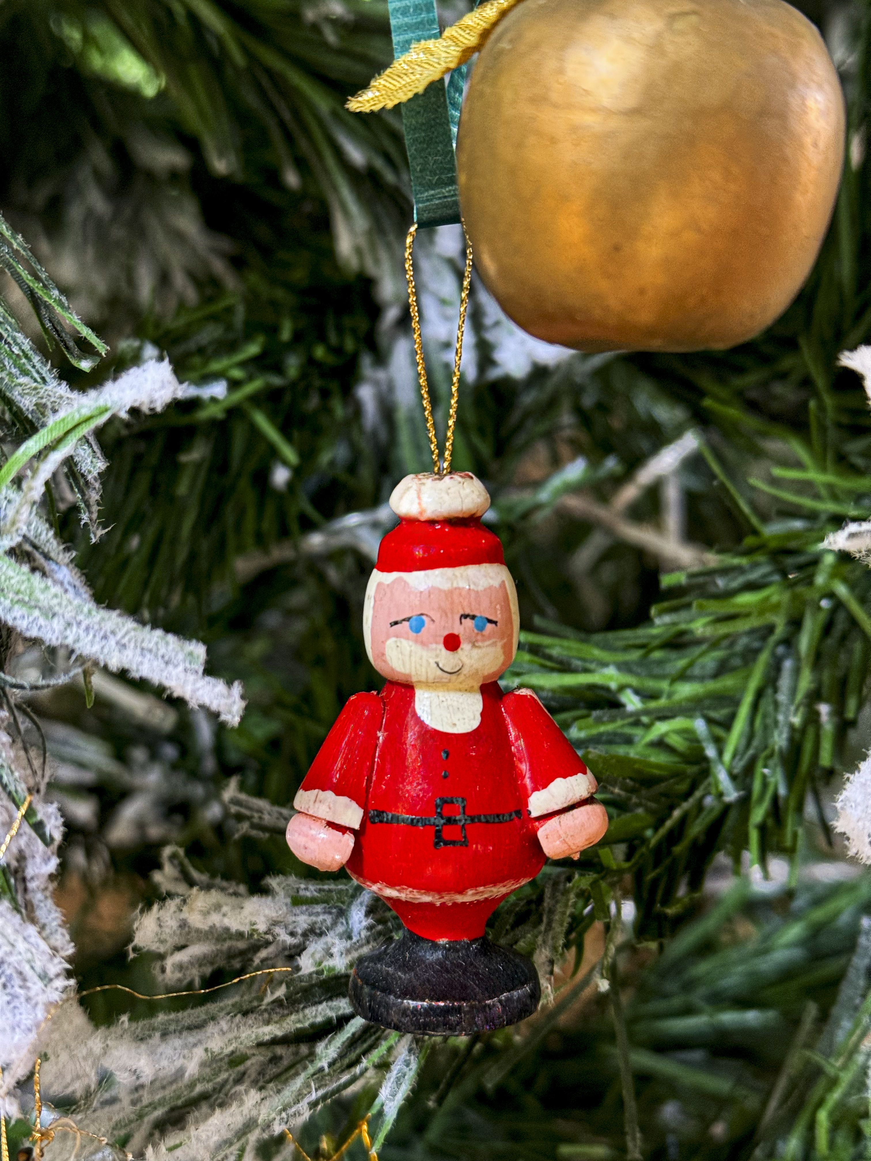 Wooden Santa Ornament on Christmas Tree · Free Stock Photo