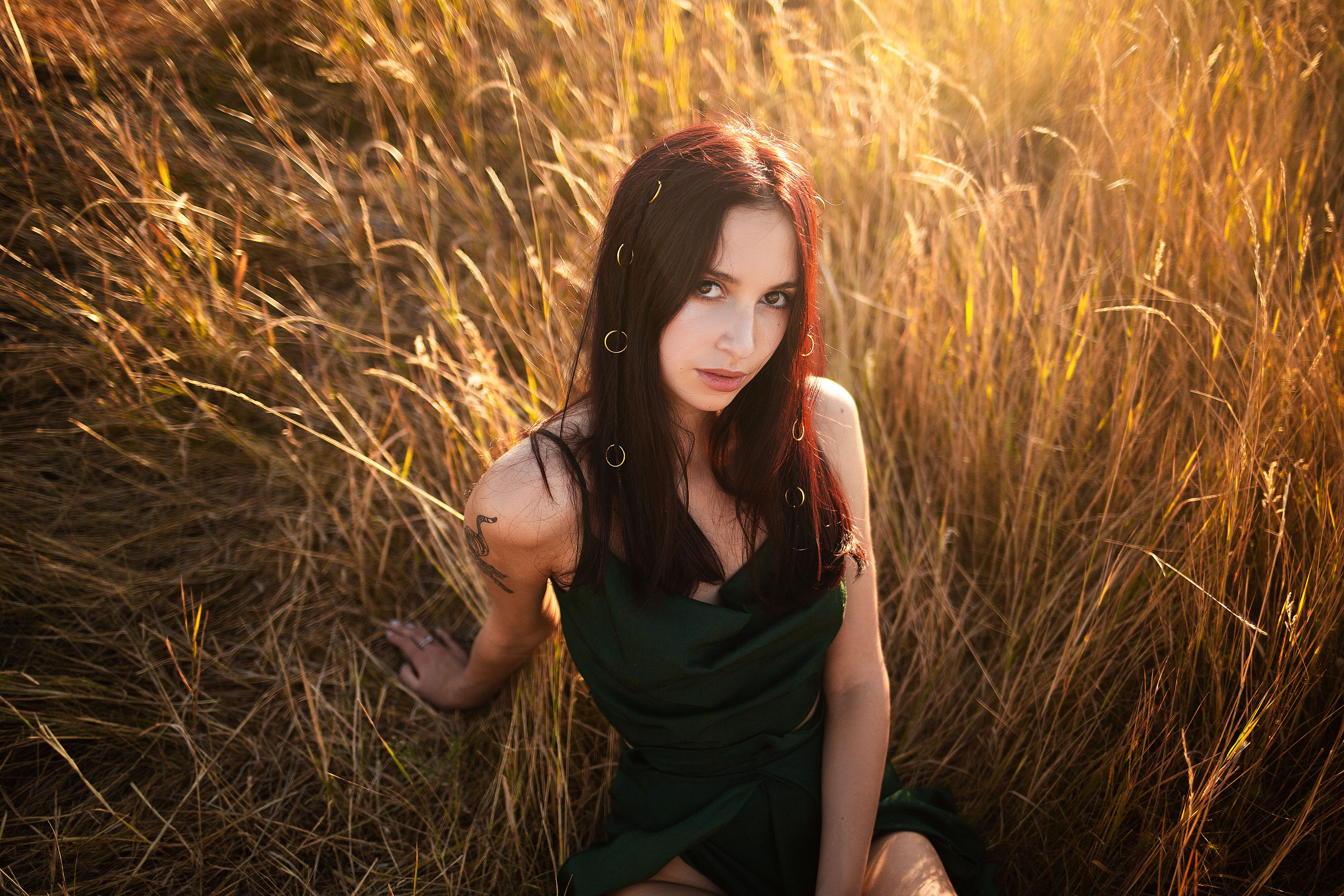 Stunning Portrait in Autumn Field at Sunset · Free Stock Photo