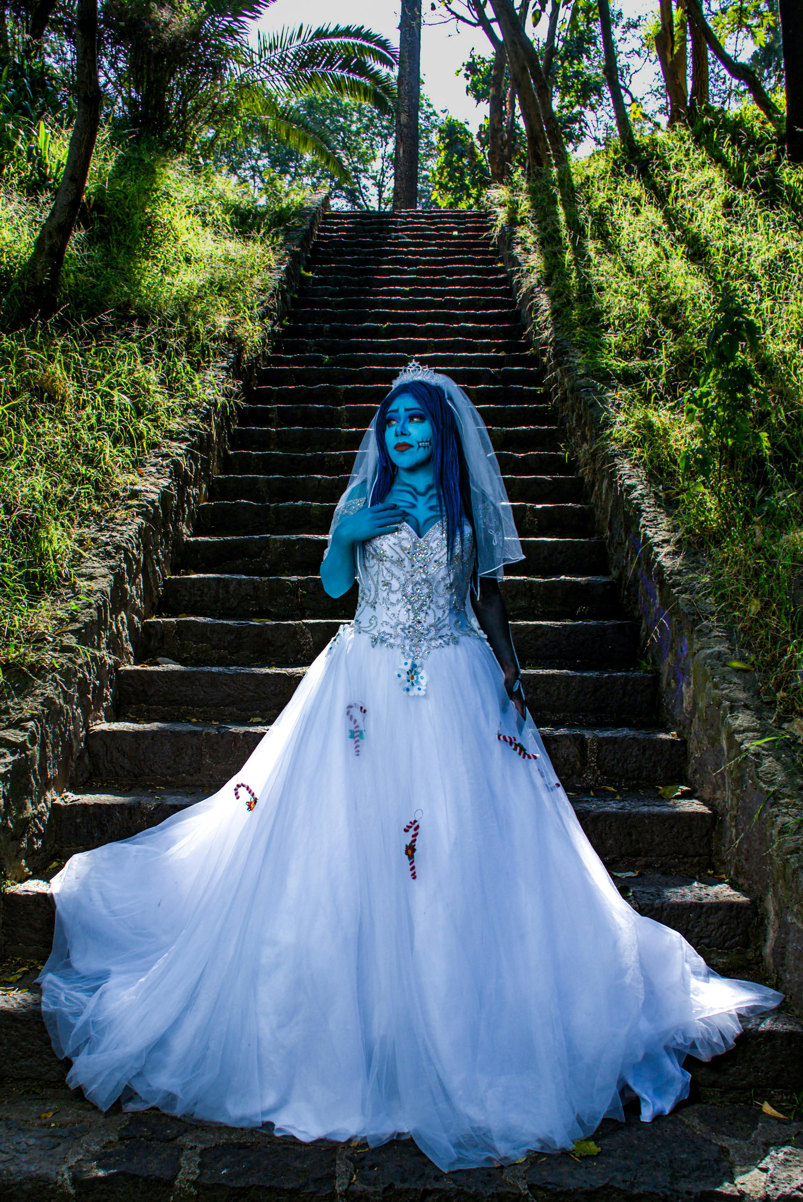 Stunning Blue Bride Costume in Nature Setting · Free Stock Photo