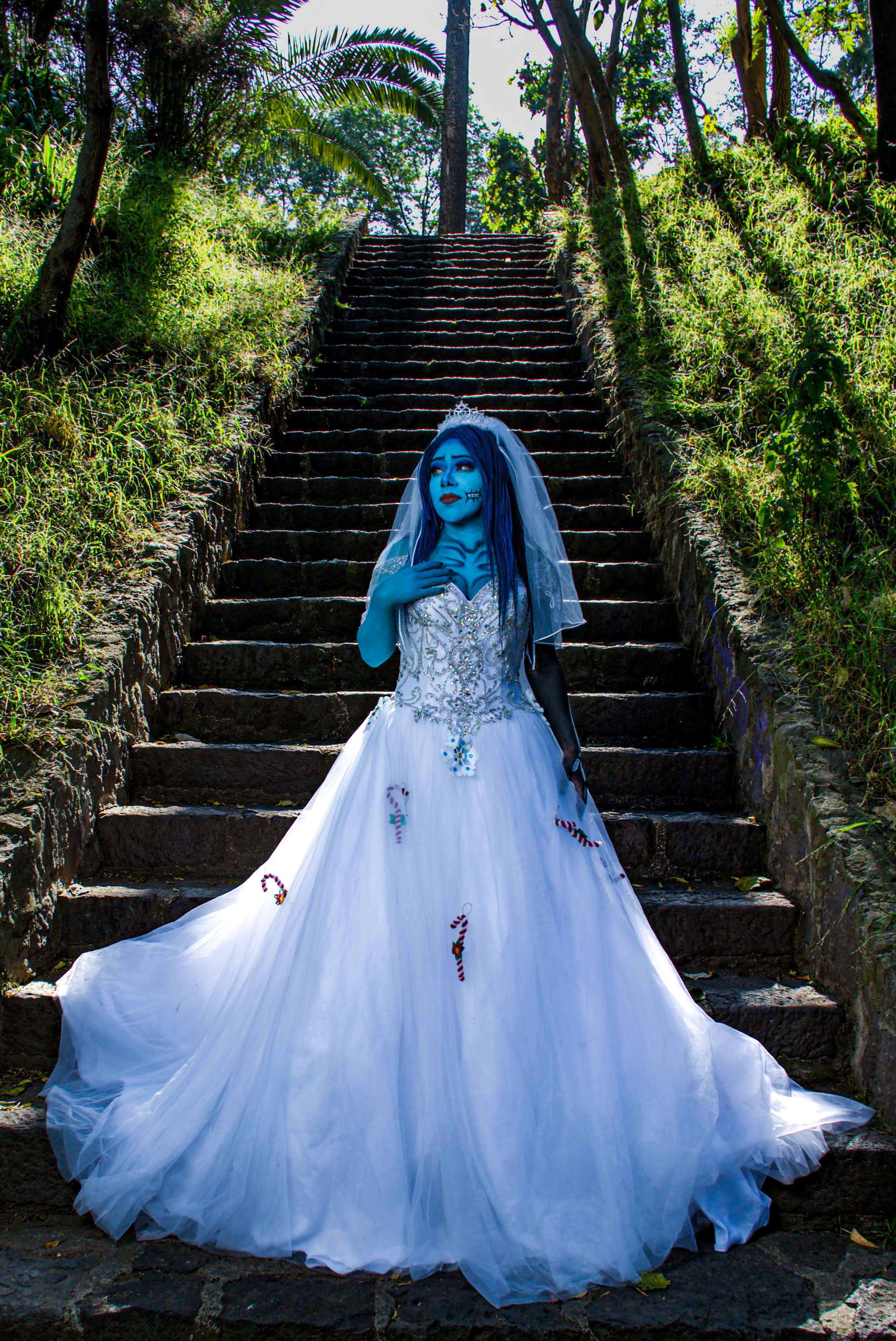 Stunning Blue Bride Costume in Nature Setting · Free Stock Photo