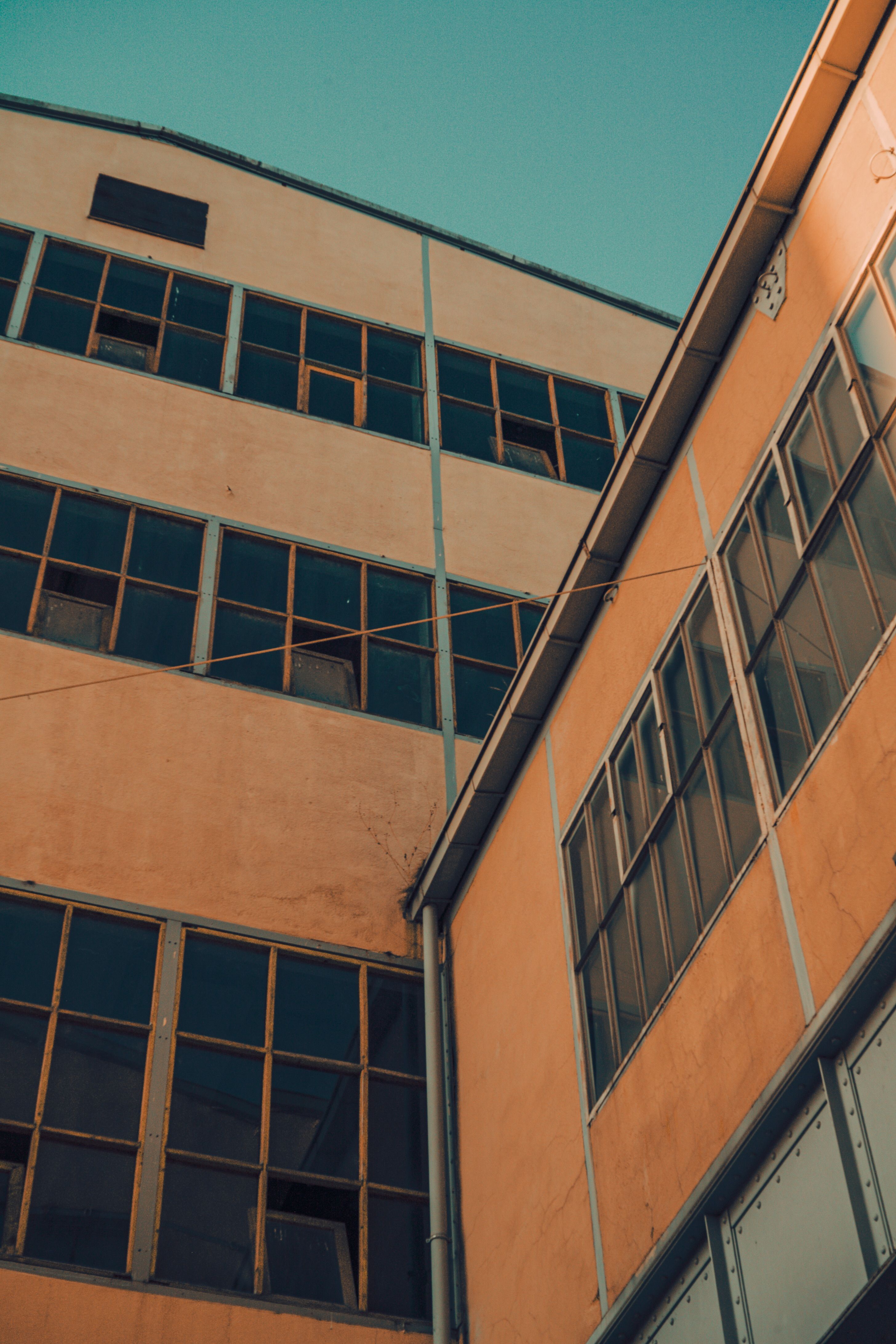 Abstract Angled View of Industrial Building Façade · Free Stock Photo