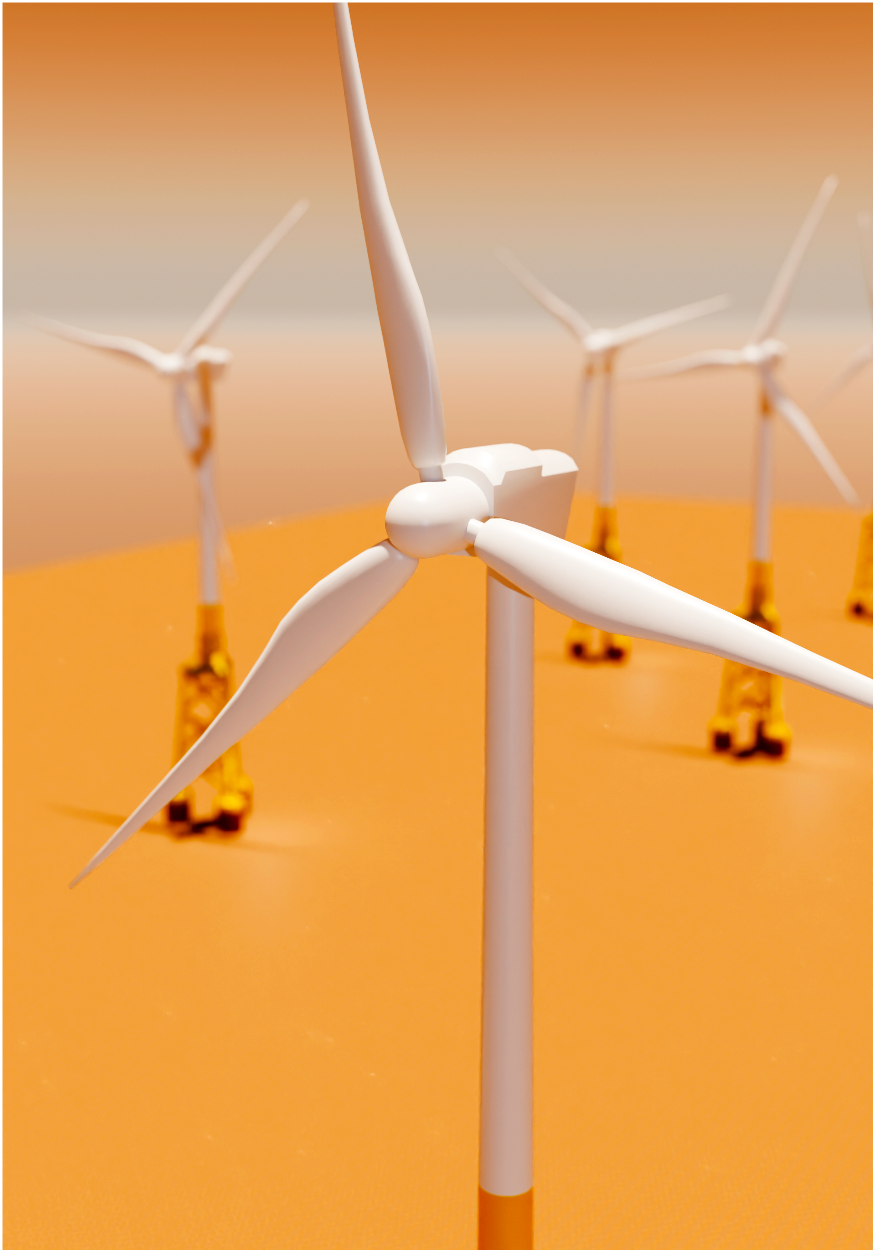 Modern Wind Turbines on Orange Background · Free Stock Photo