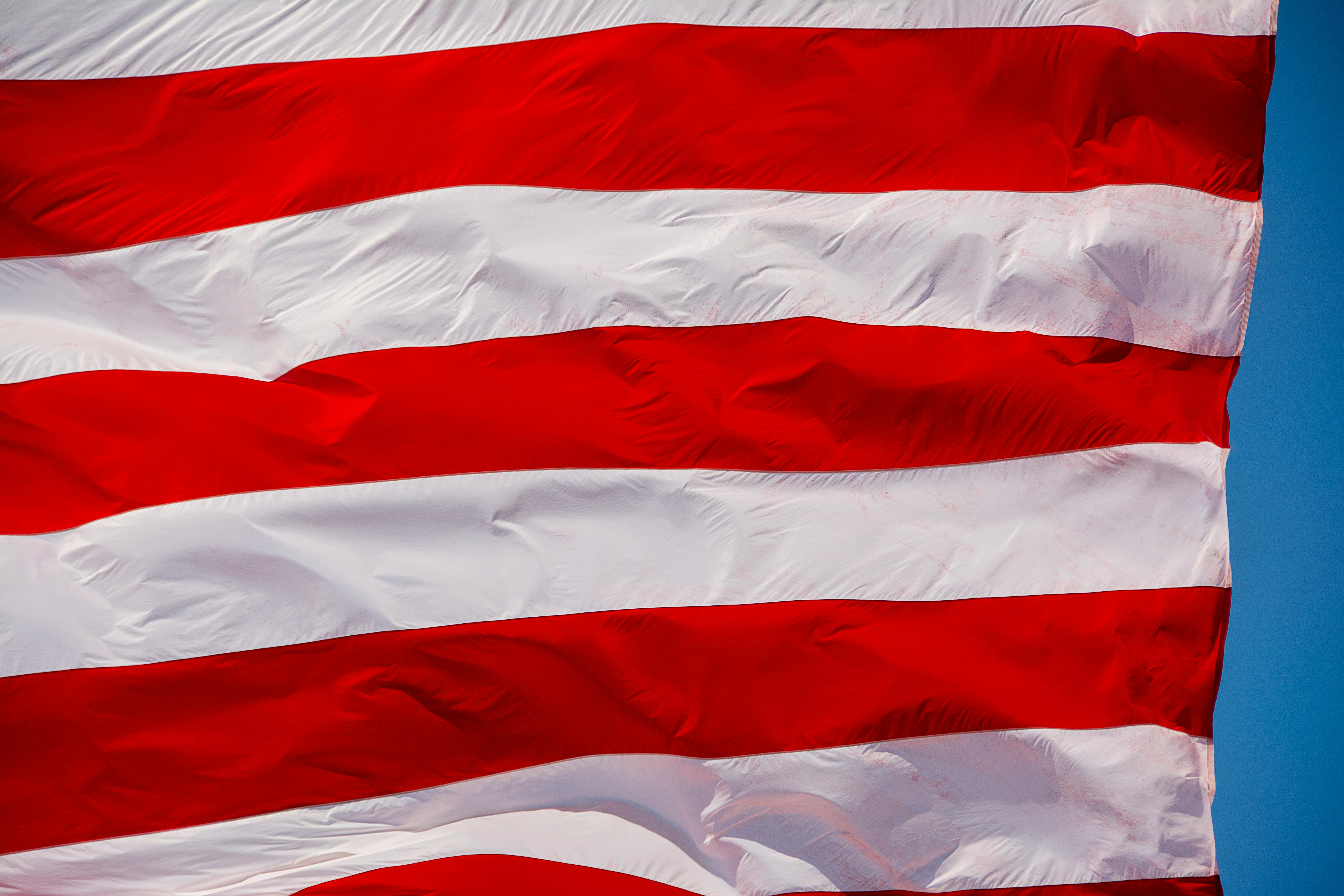 Close-up of Waving American Flag Stripes · Free Stock Photo