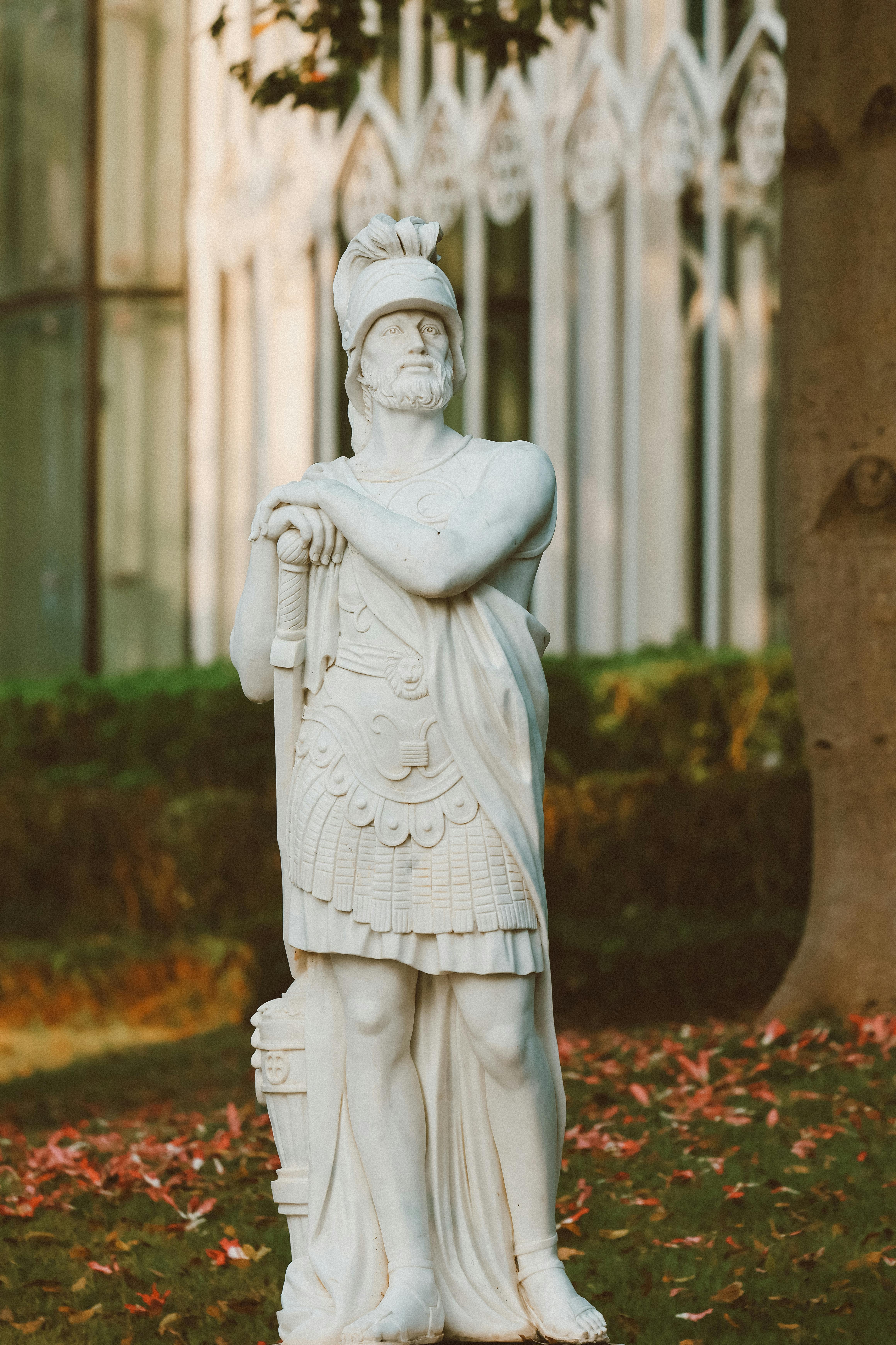 Ancient Roman Soldier Marble Statue Outdoors · Free Stock Photo