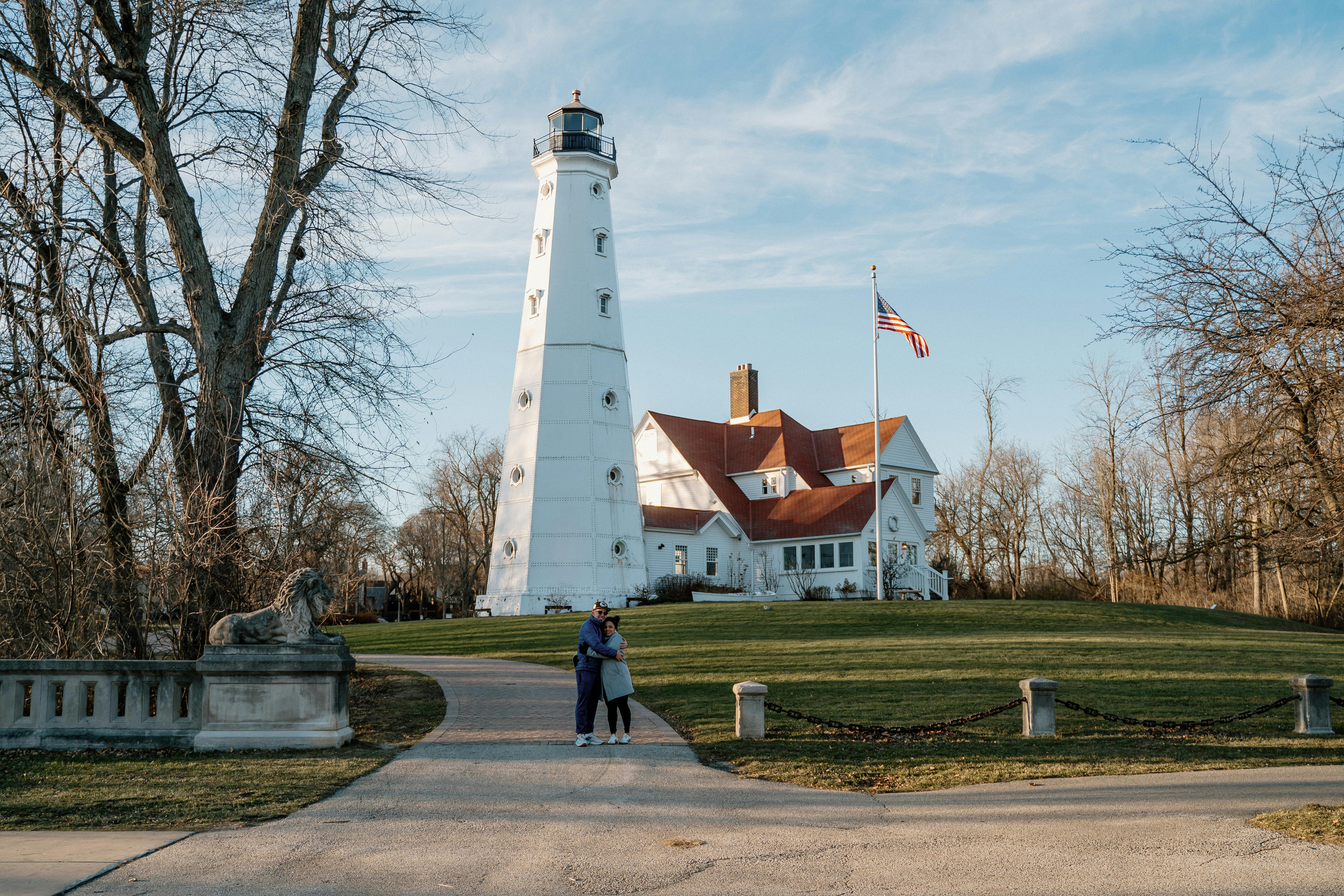 Scenic View of Milwaukee North Point Lighthouse in Winter · Free Stock ...