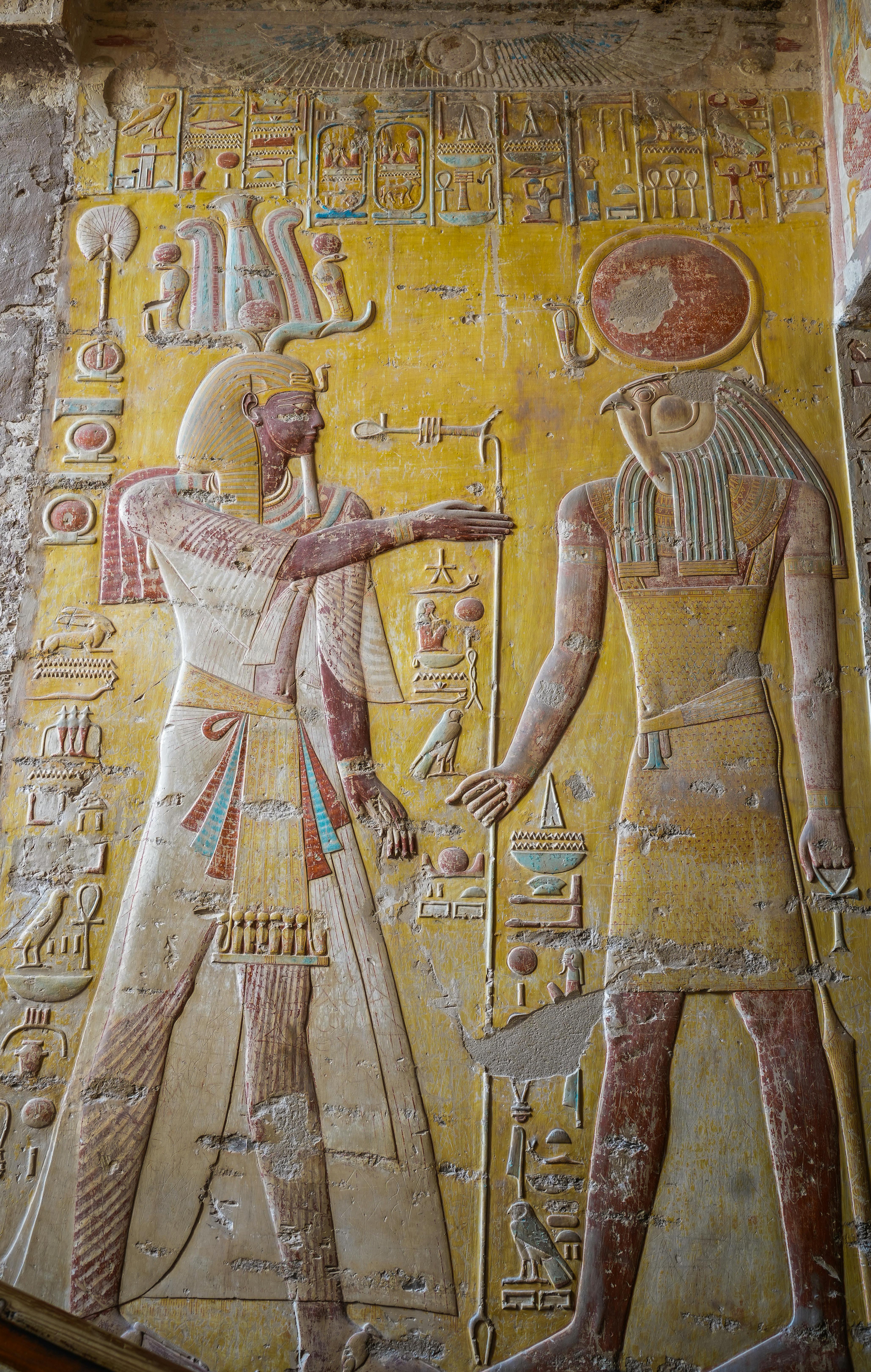 Ancient Egyptian Hieroglyphic Wall Art in Temple · Free Stock Photo