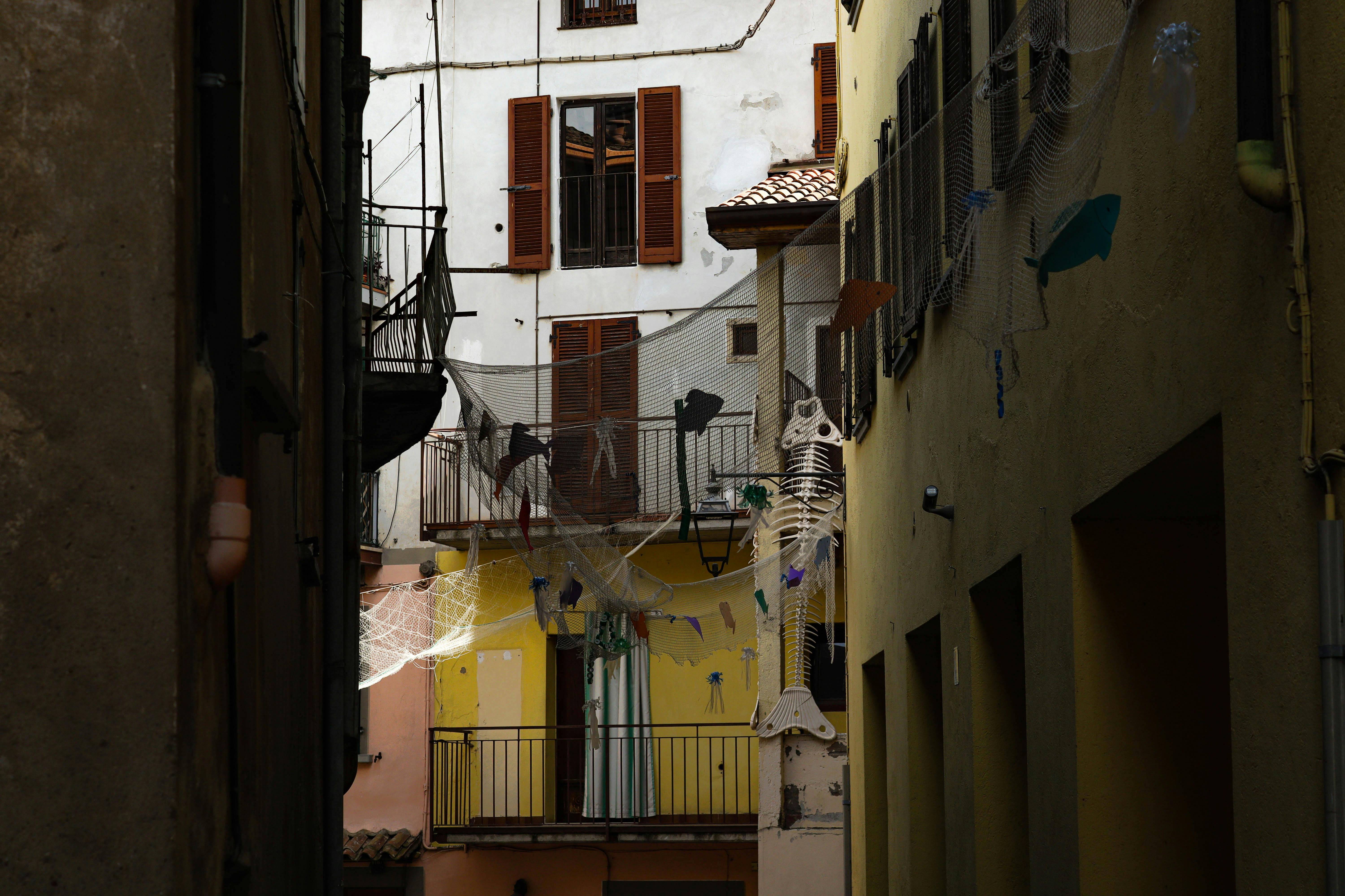 Charming Alley with Creative Street Decor · Free Stock Photo
