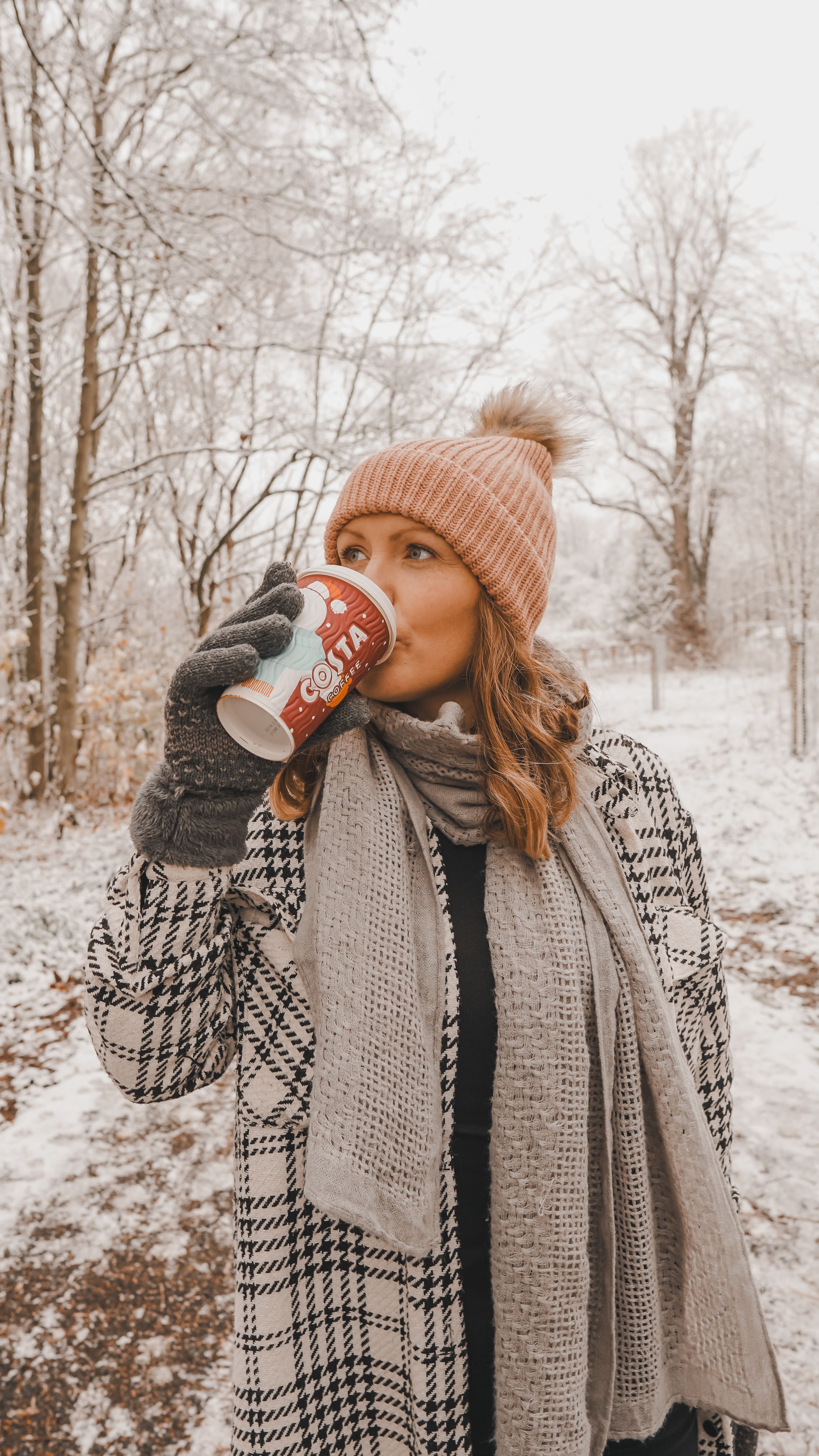 Cozy Winter Coffee Moment in Snowy Forest · Free Stock Photo