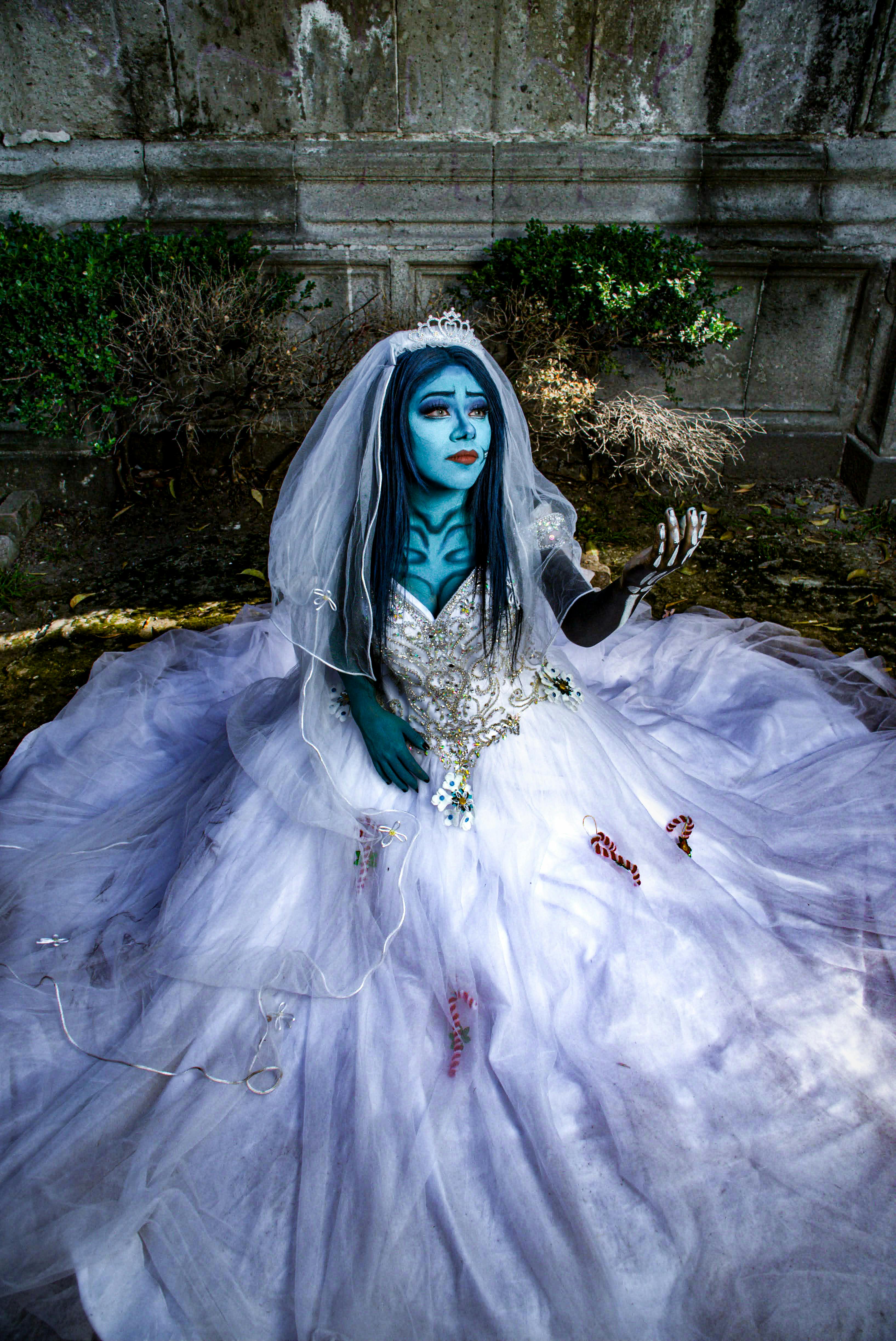 Enchanting Blue Bride in Fantasy Costume Outdoors · Free Stock Photo