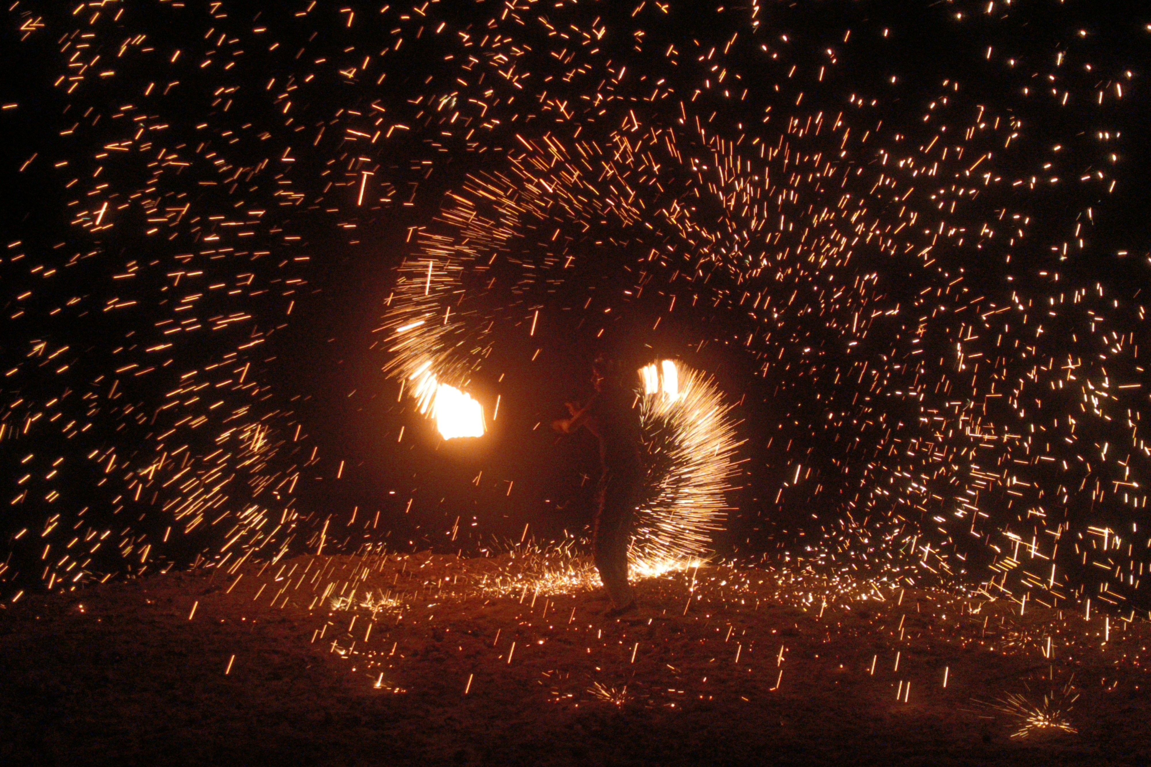 Fire Dancer Performing in Agafay Desert at Night · Free Stock Photo
