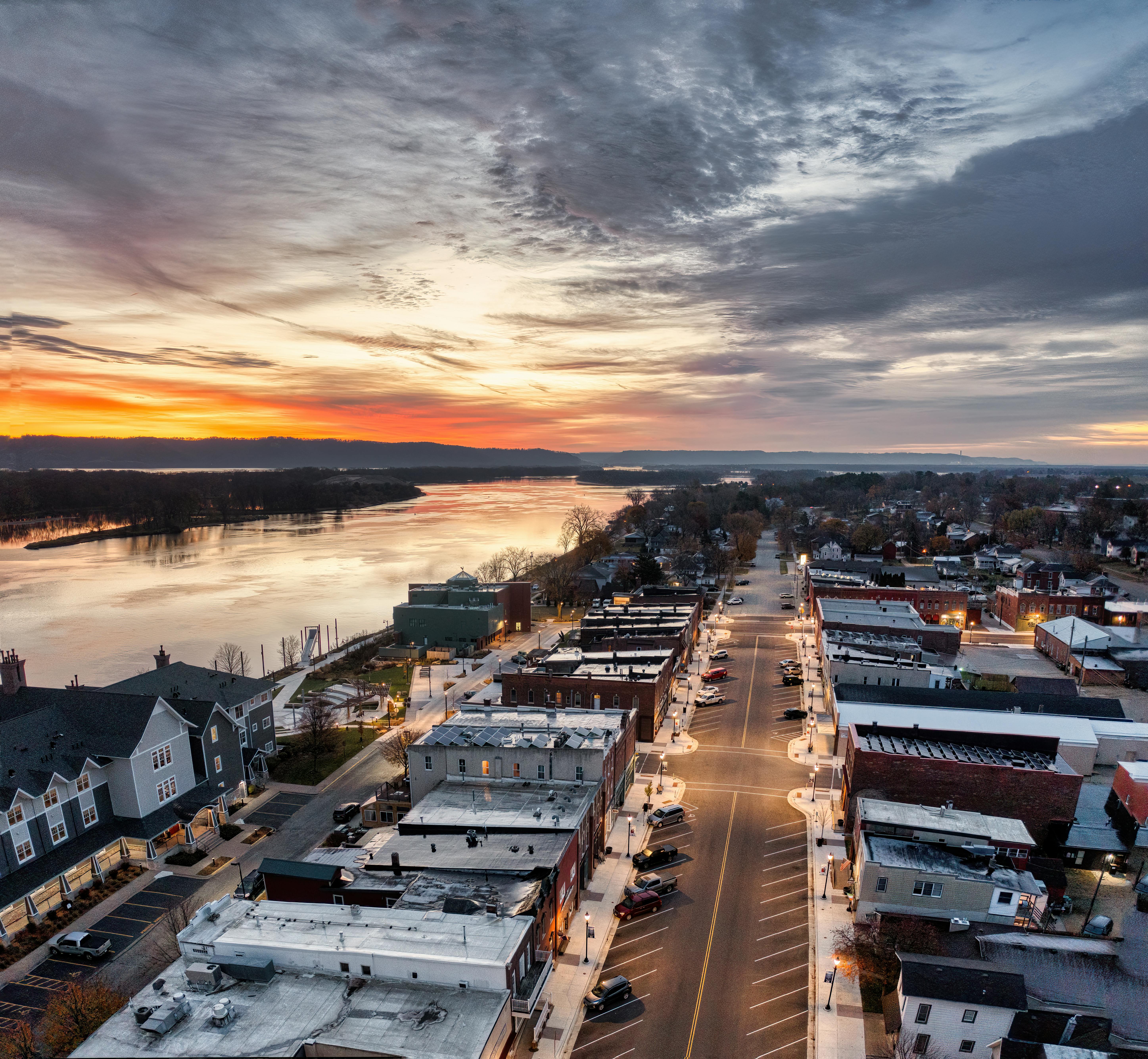 Wabasha Minnesota Aerial View at Sunset · Free Stock Photo