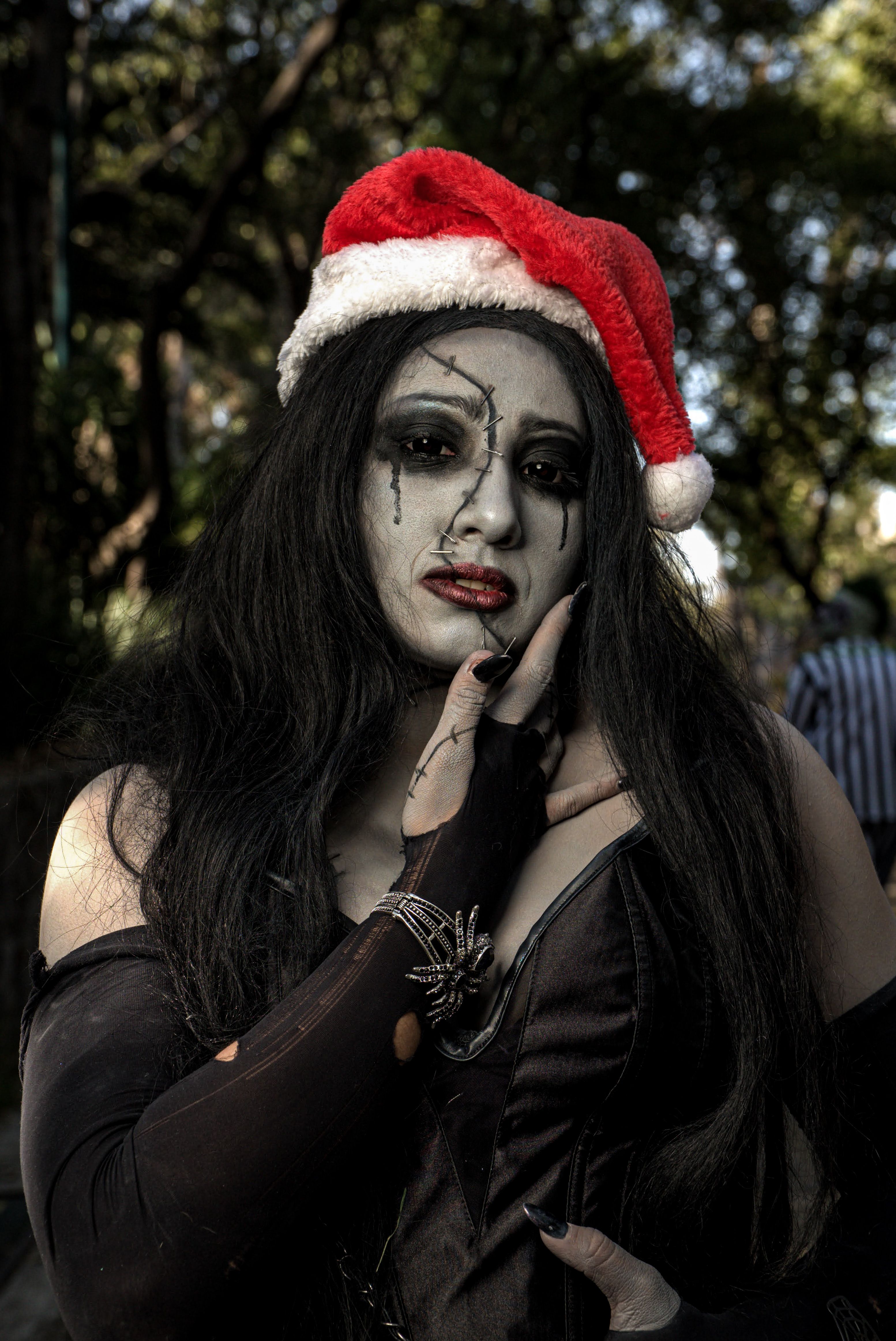 Gothic Cosplay Woman in Santa Hat · Free Stock Photo