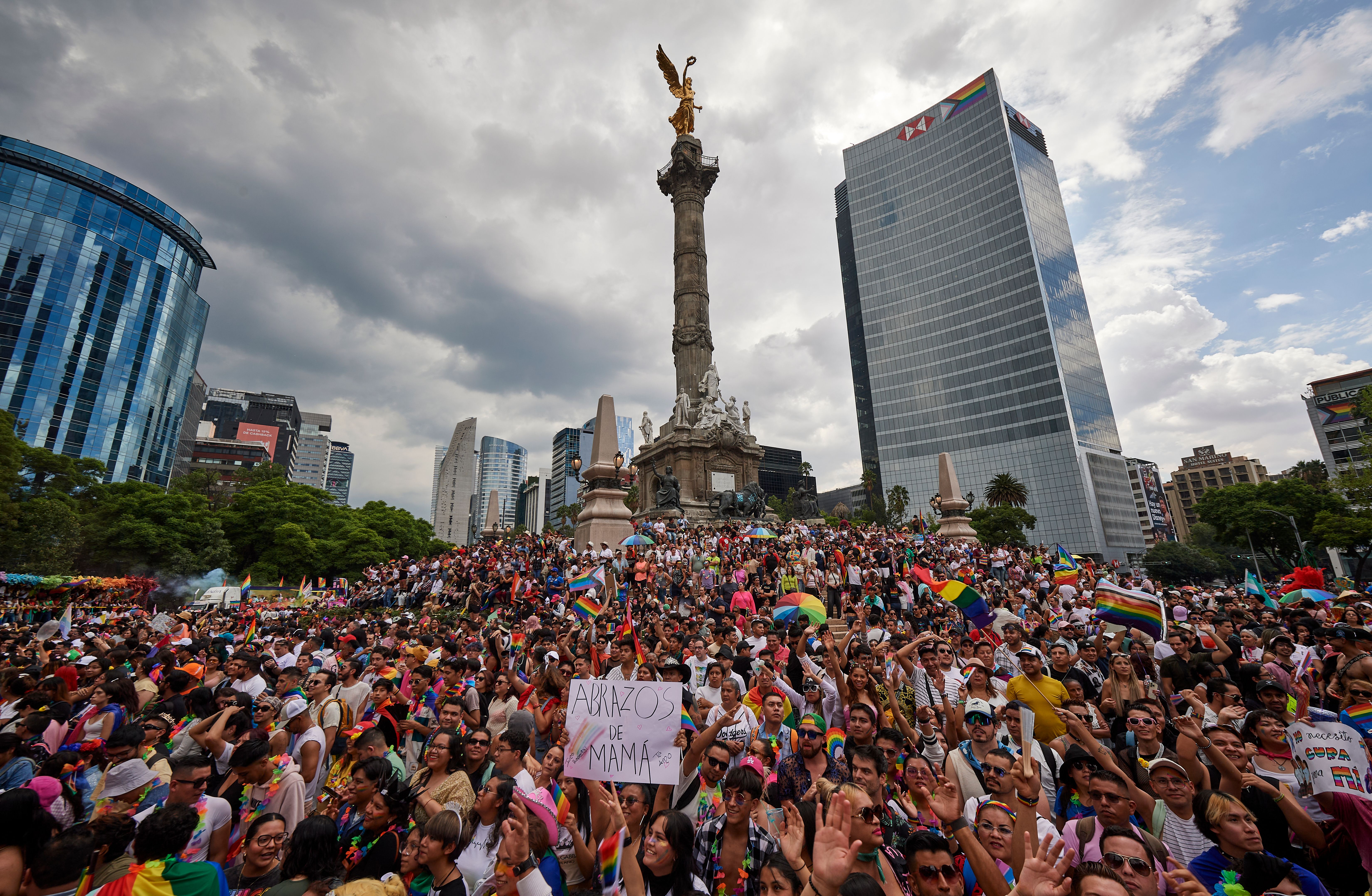 Vibrant Pride Celebration at Angel de la Independencia · Free Stock Photo