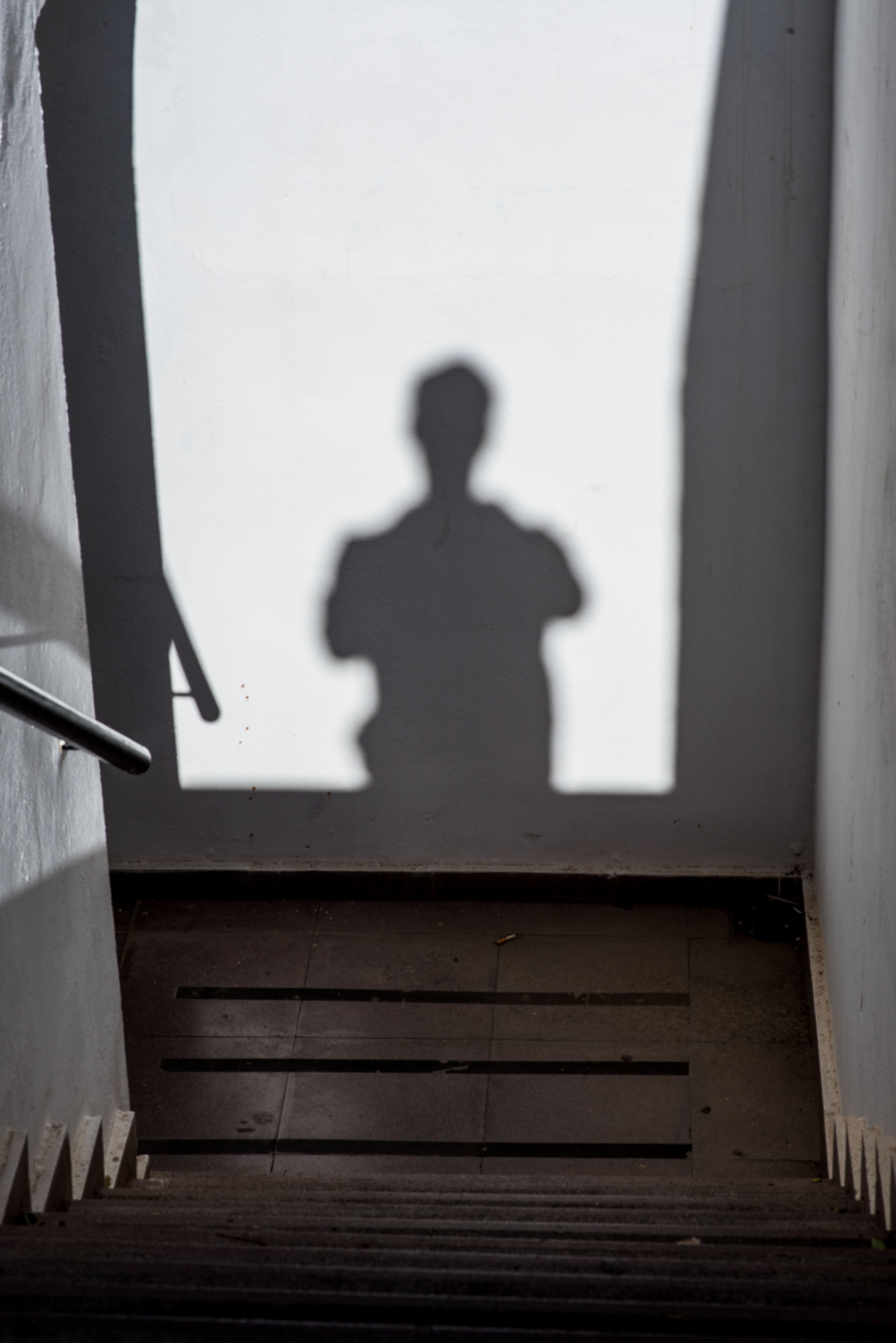 Mysterious Shadow Cast on Stairway Wall · Free Stock Photo