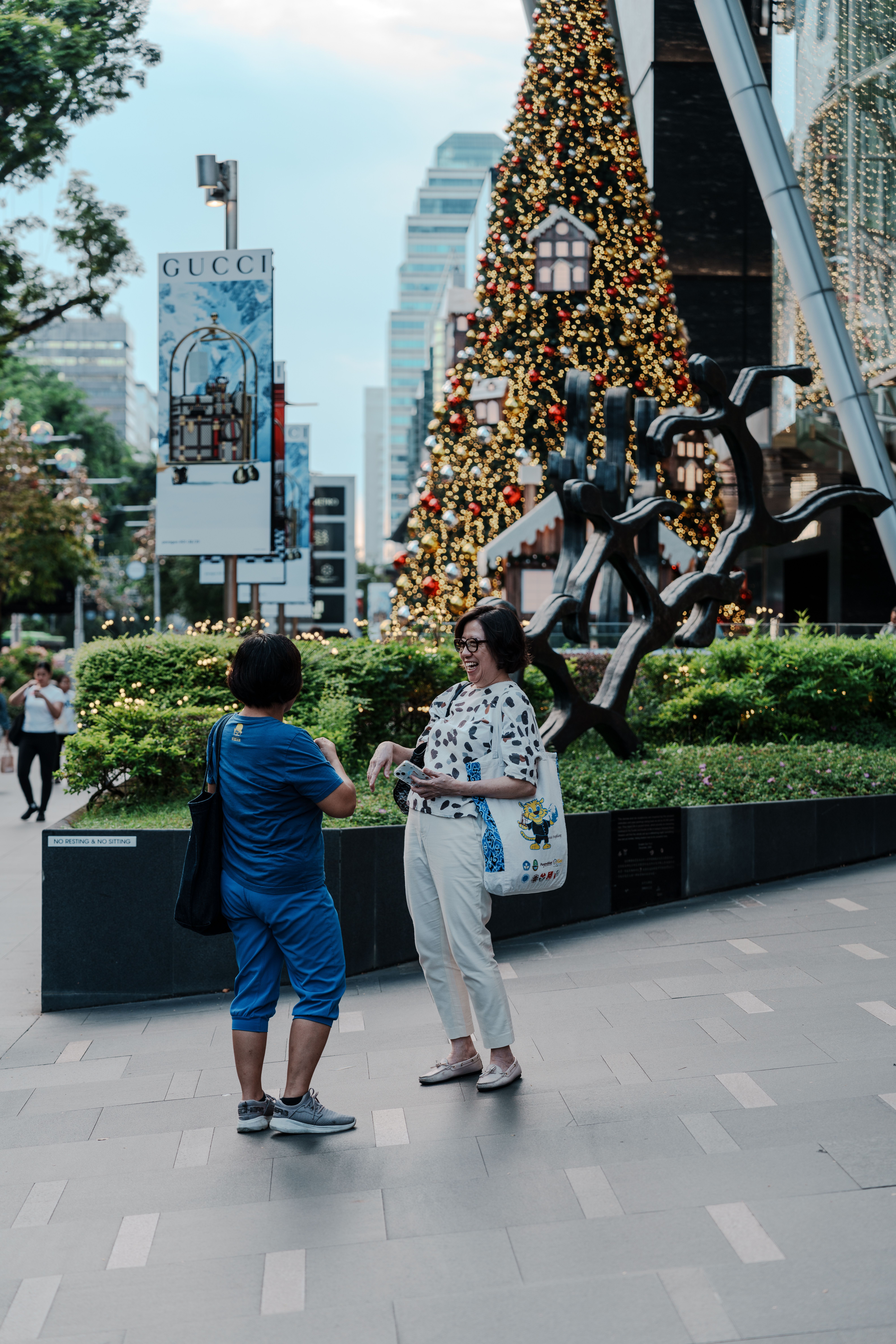 Christmas Decorations in Busy Urban Shopping Area · Free Stock Photo