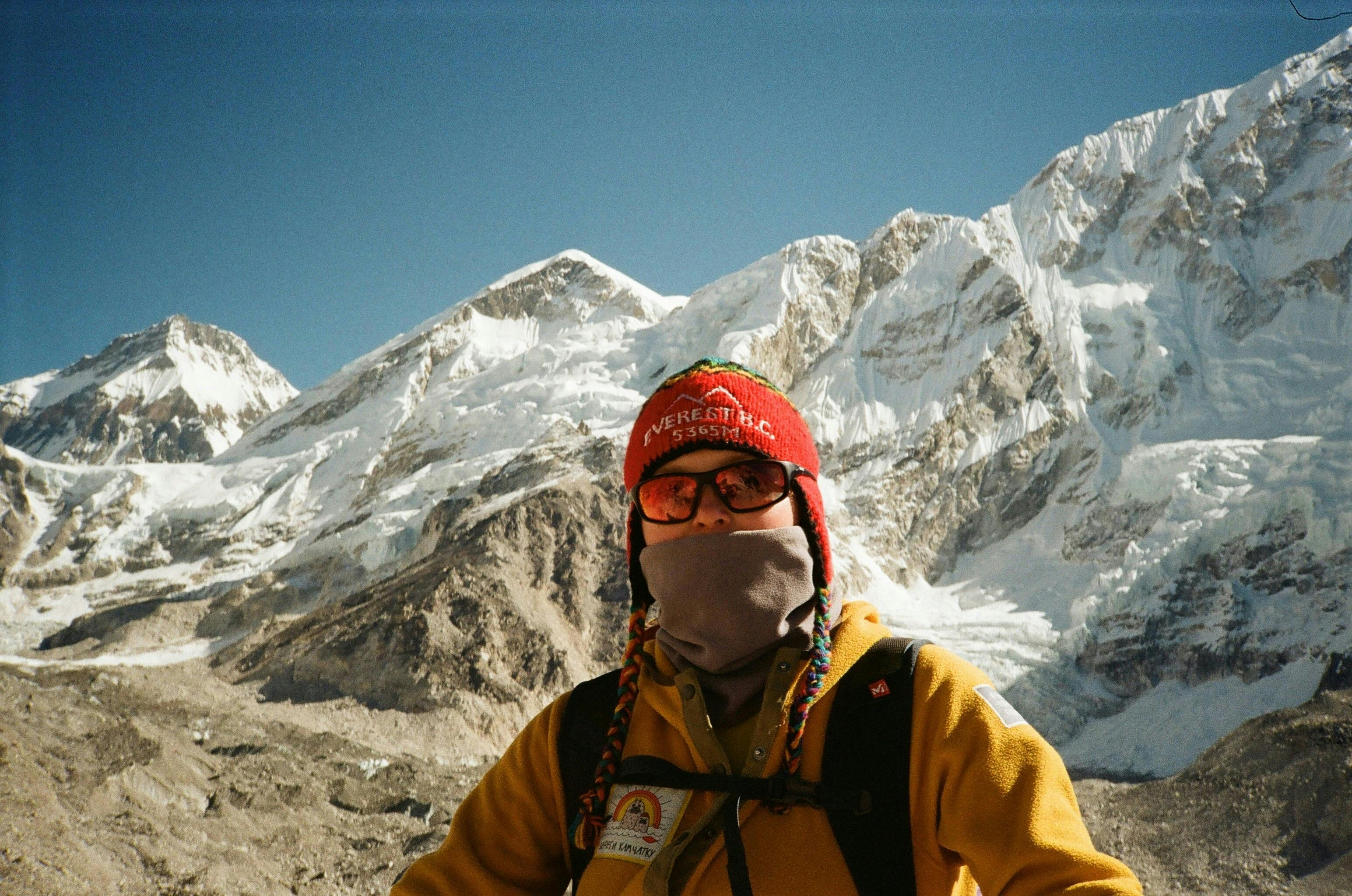 Mountaineer in Namche with Majestic Himalayan View · Free Stock Photo