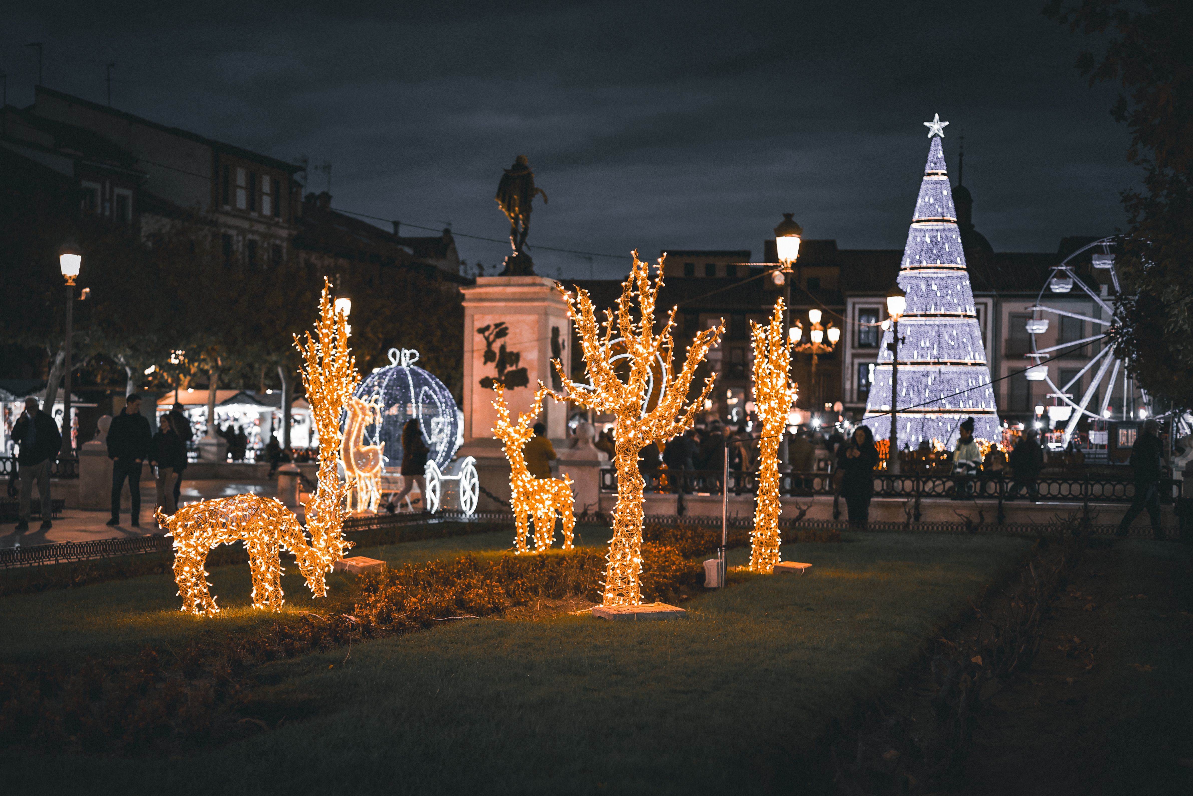 Enchanting Christmas Lights in City Square · Free Stock Photo
